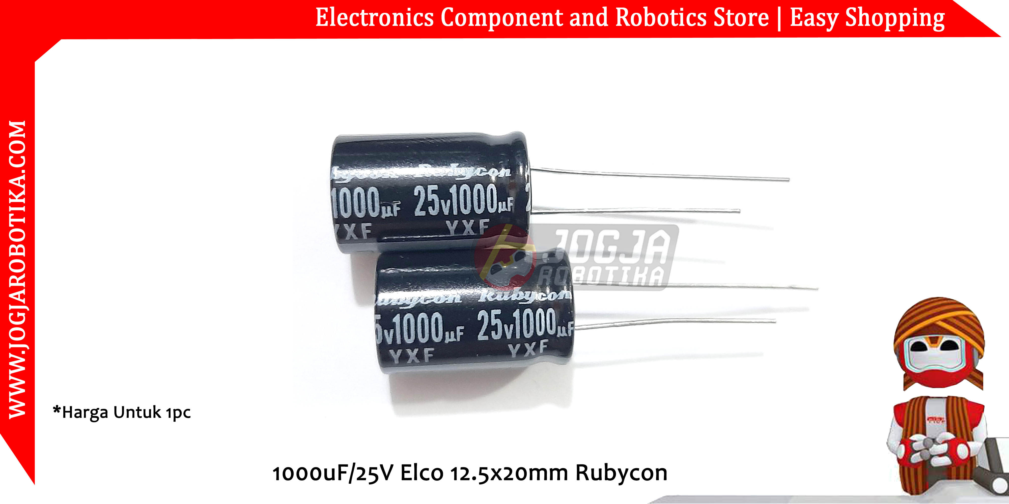 1000uF/25V Elco 12.5x20mm Rubycon - Toko Komponen Elektronik , Listrik ...