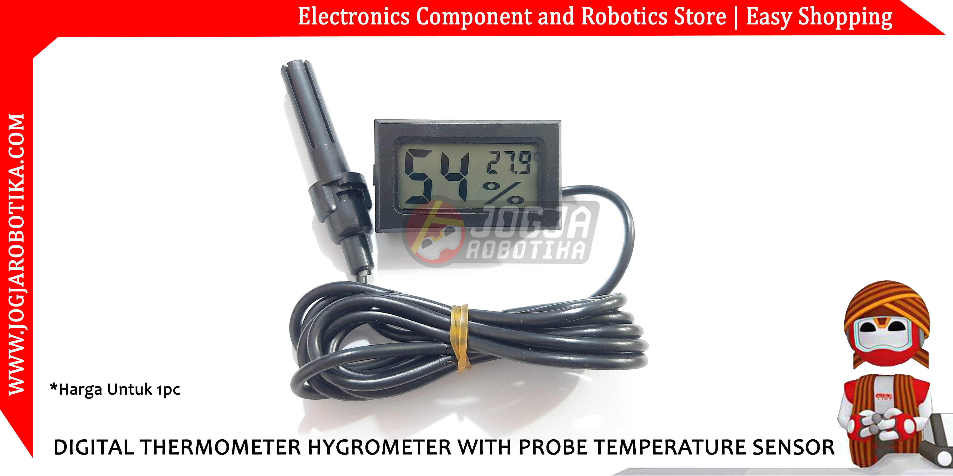 jual DIGITAL THERMOMETER HYGROMETER WITH PROBE TEMPERATURE SENSOR