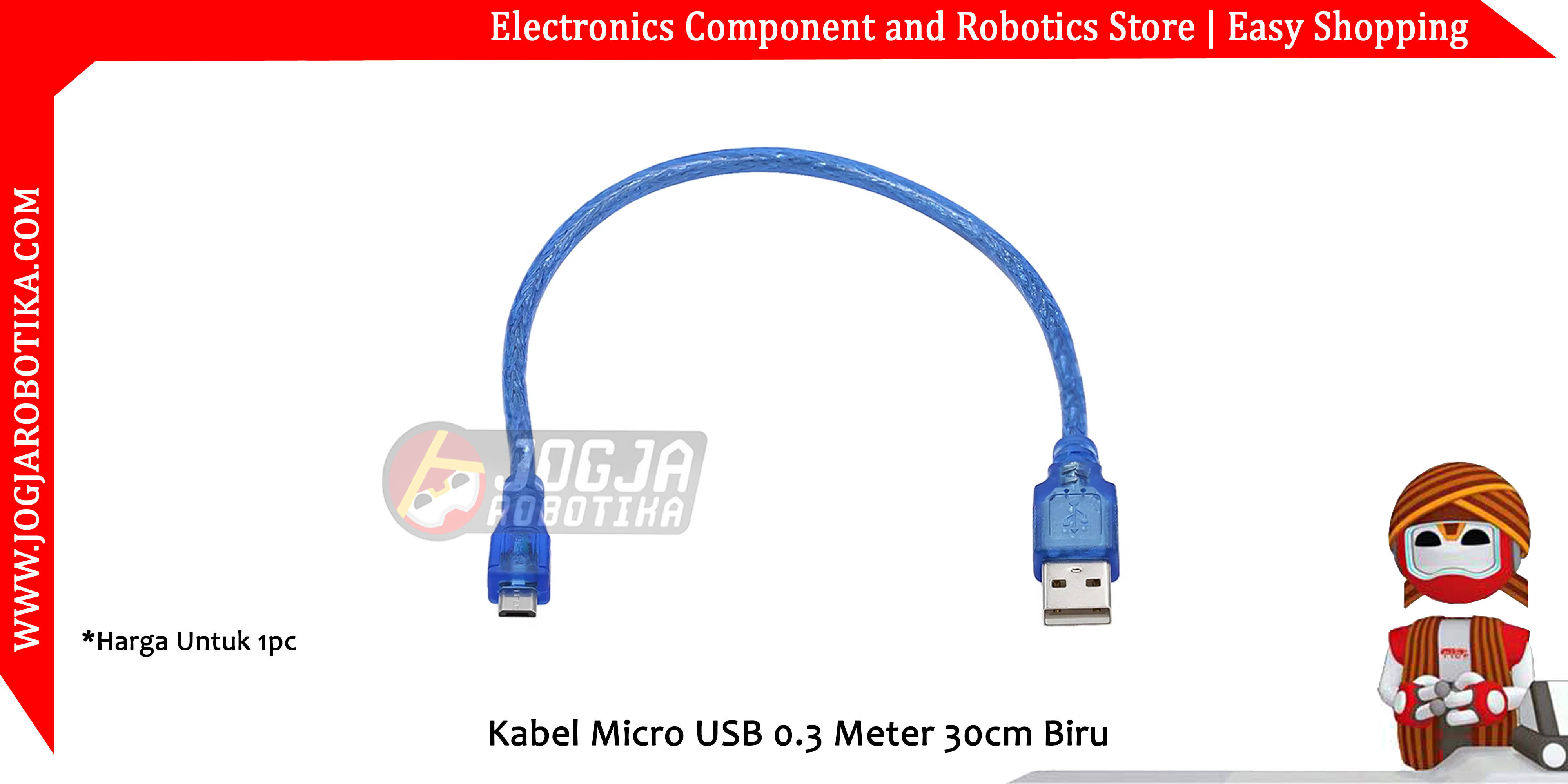 Kabel Micro USB 0.3 Meter 30cm Biru - Toko Komponen Elektronik ...