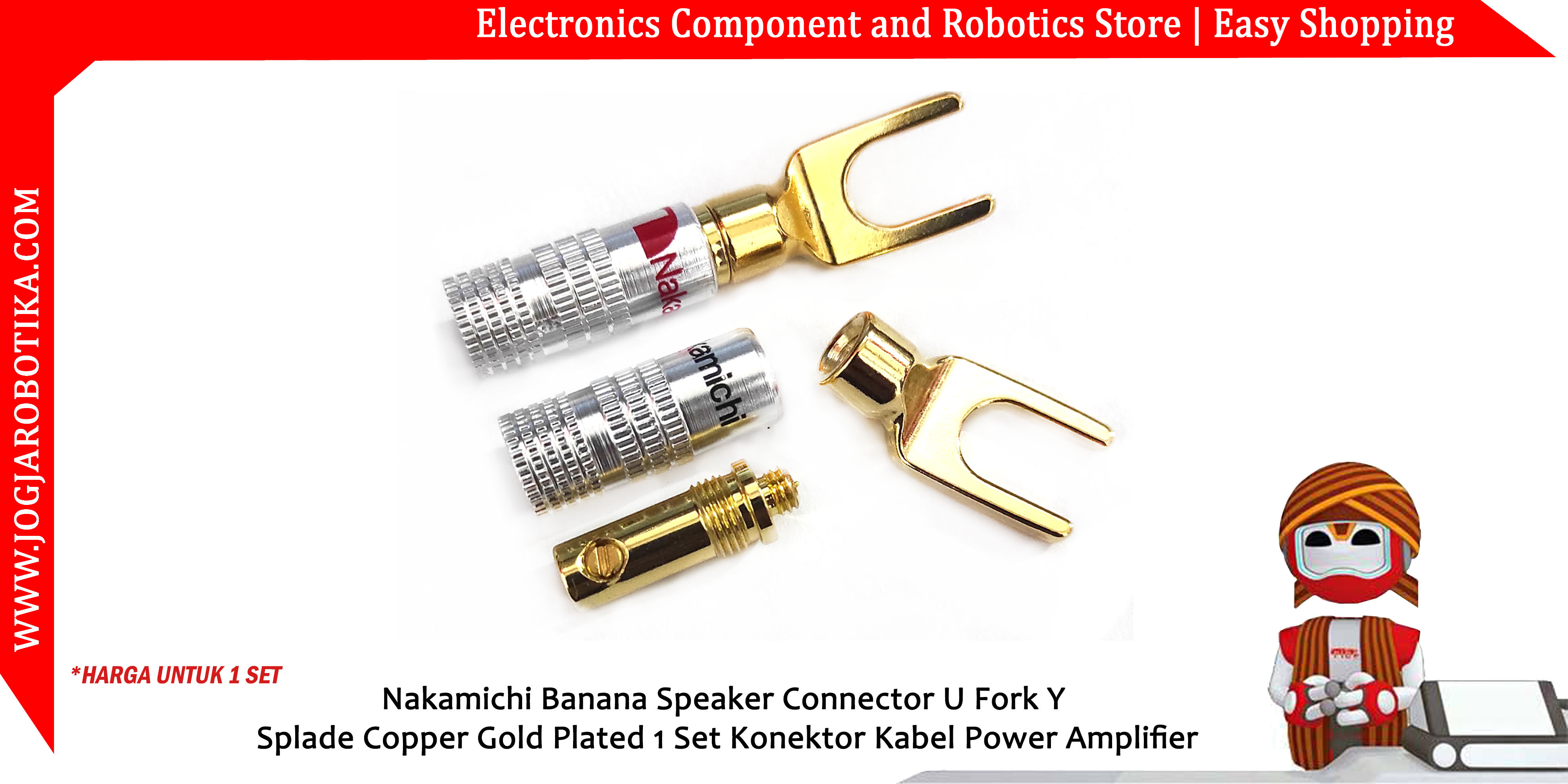 Nakamichi Banana Speaker Connector U Fork Y Splade Copper Gold Plated 1 ...