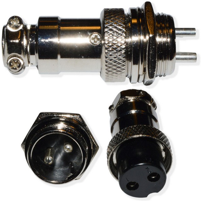 jual Aviation Plug 2-Pin 16mm GX16-2 Metal Male Female Panel Connector