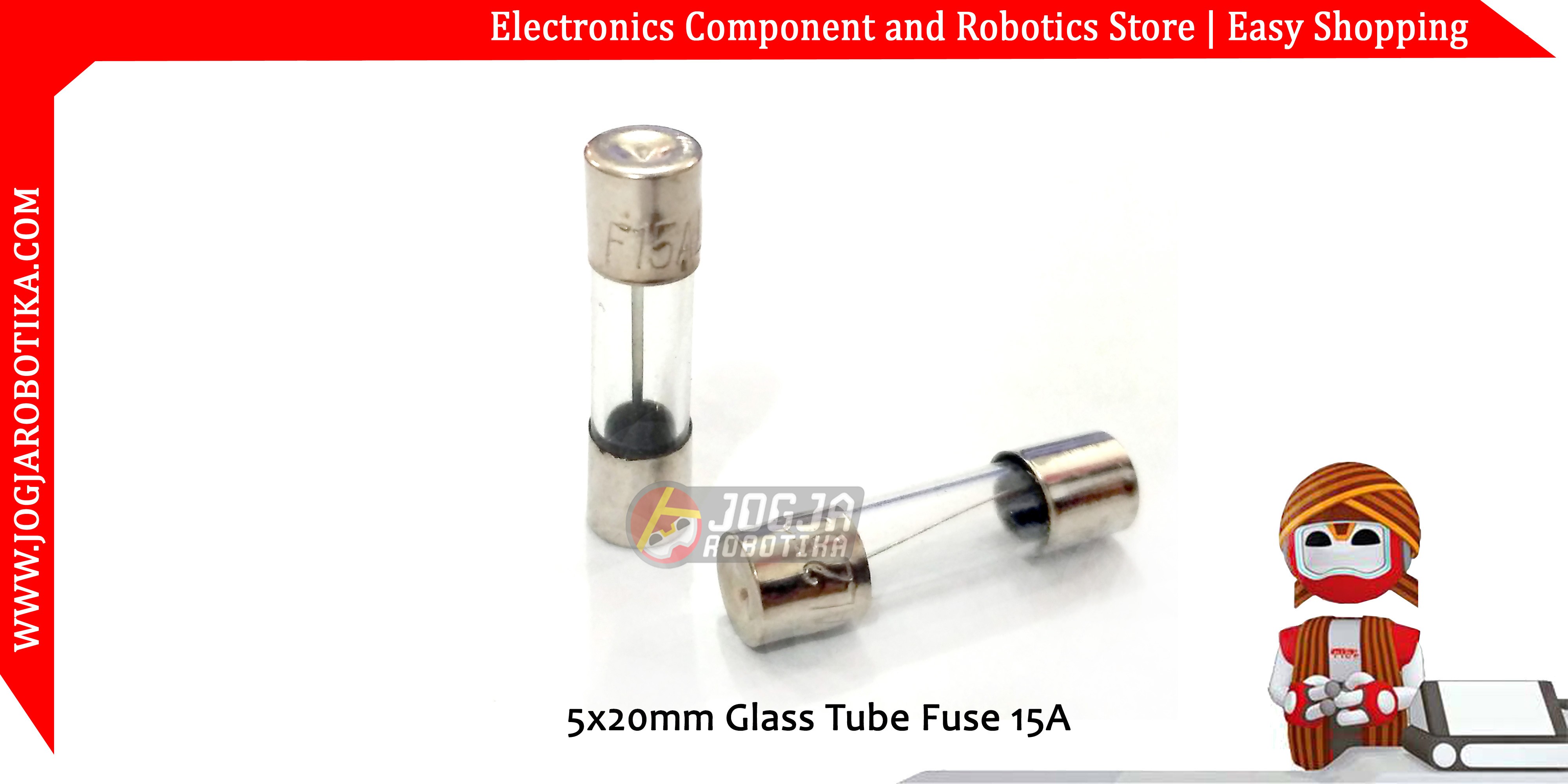 jual 5x20mm Glass Tube Fuse 15A 250V