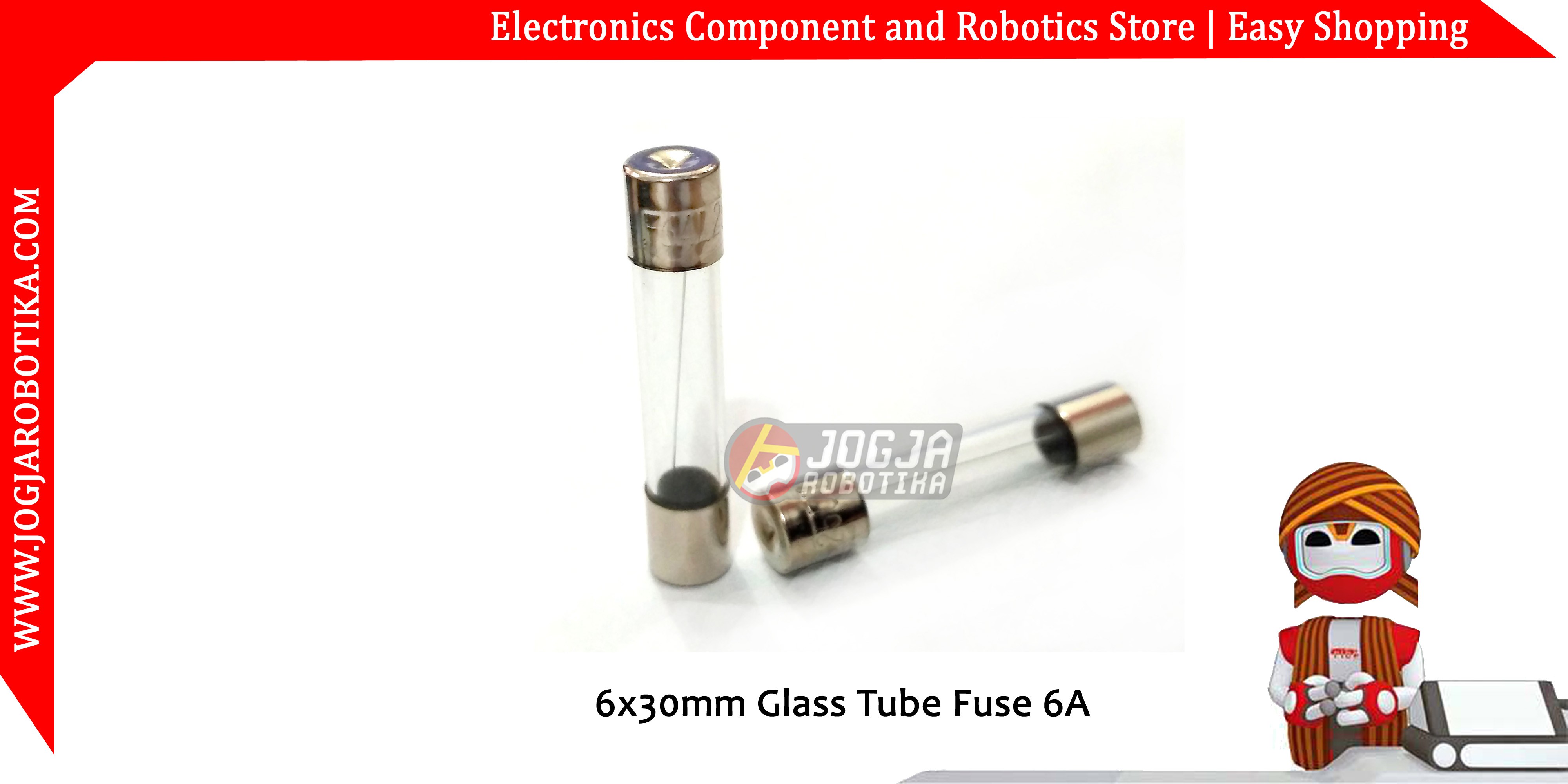 jual 6x30mm Glass Tube Fuse 6A 250V