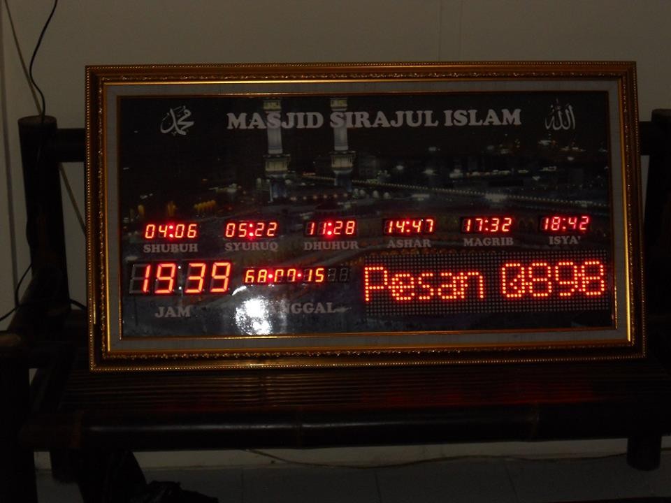 Jual Jam Sholat Digital dengan running text