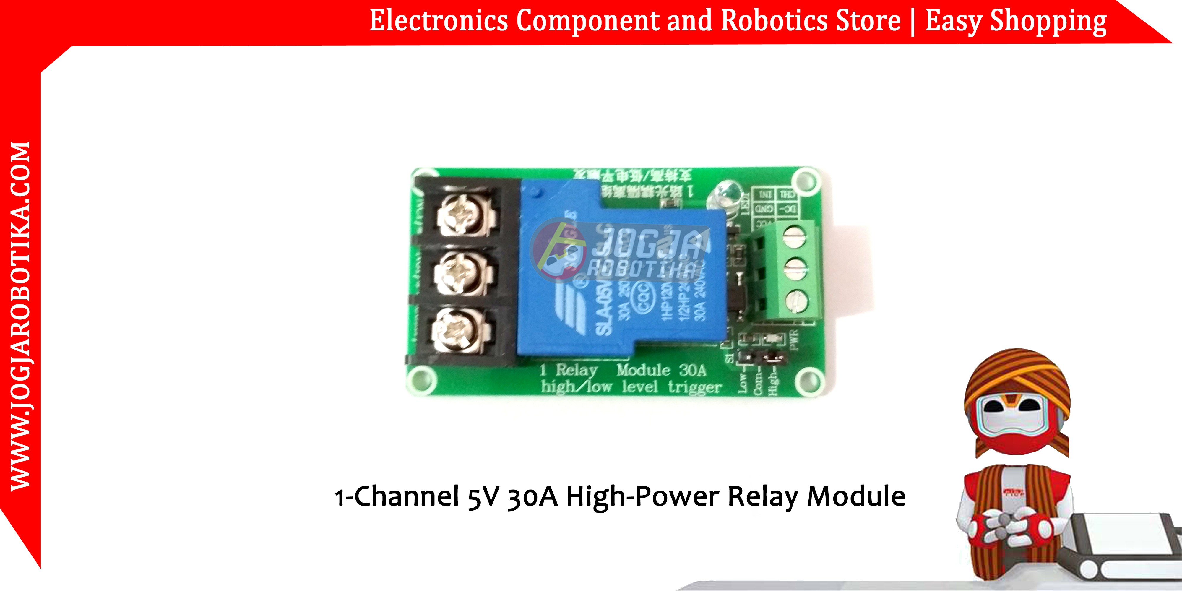 1-Channel 5V 30A High-Power Relay Module - Toko Komponen Elektronik ...
