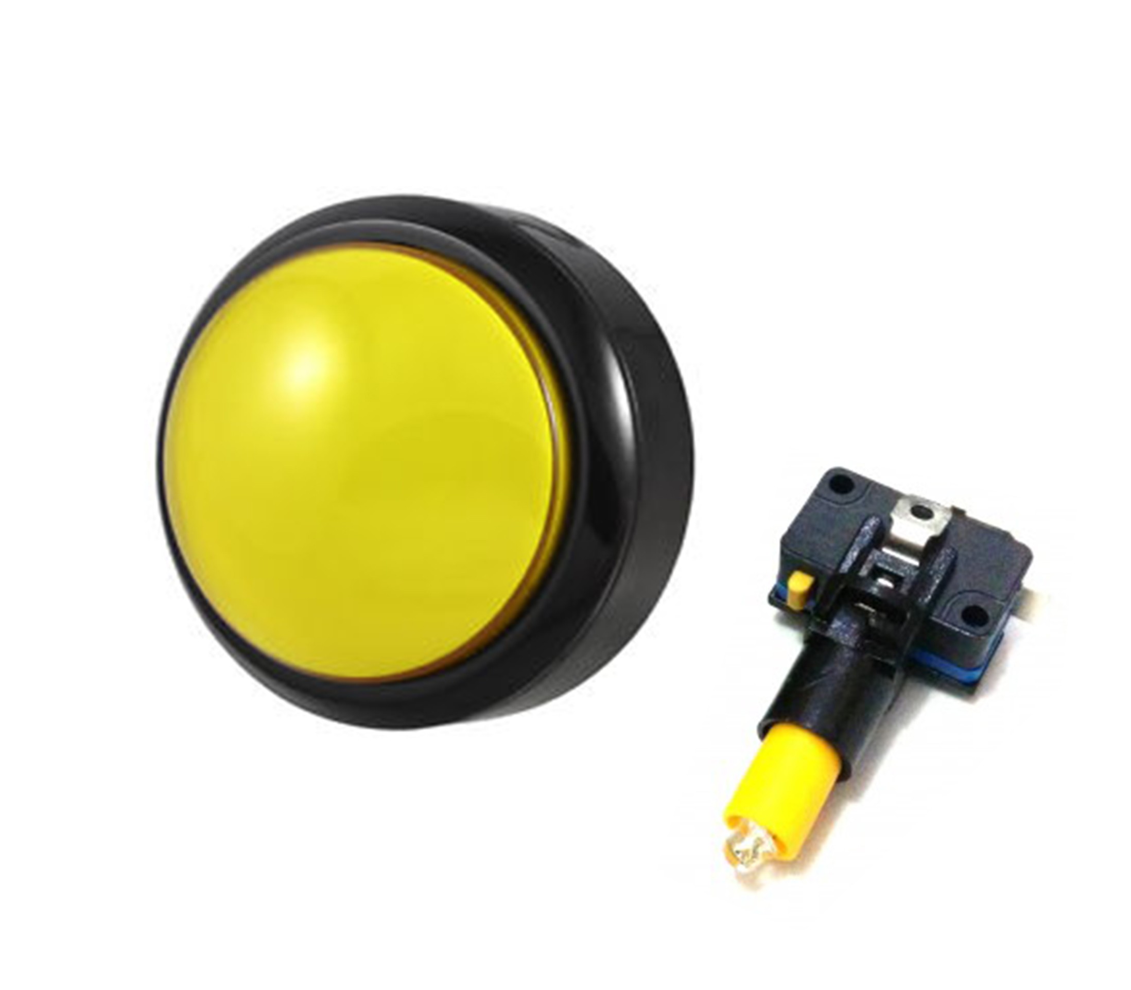 jual Round Convex Illuminated Push Button With LED 100mm-Yellow