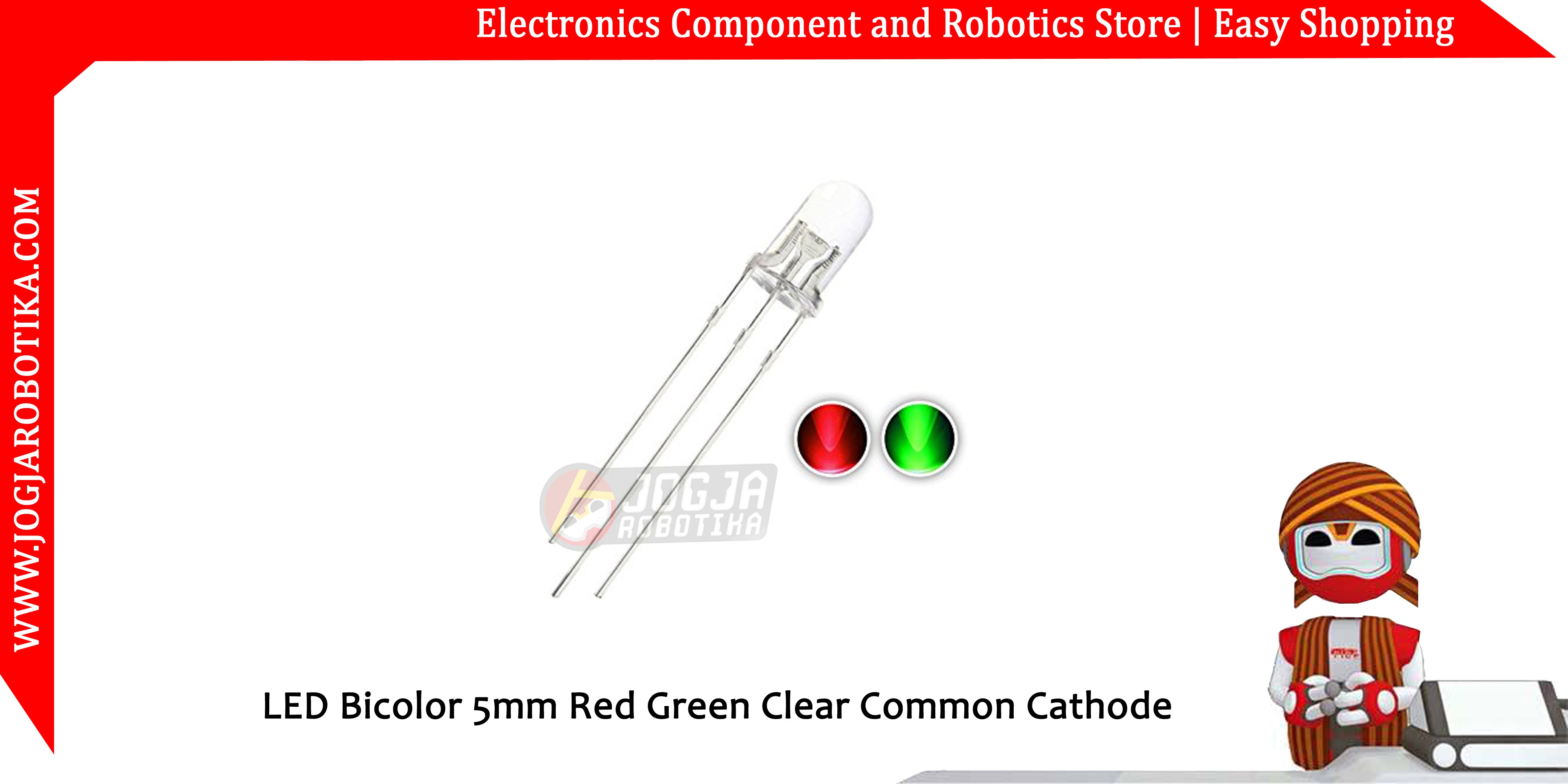 LED Bicolor 5mm Red Green Clear Common Cathode - Toko Komponen ...