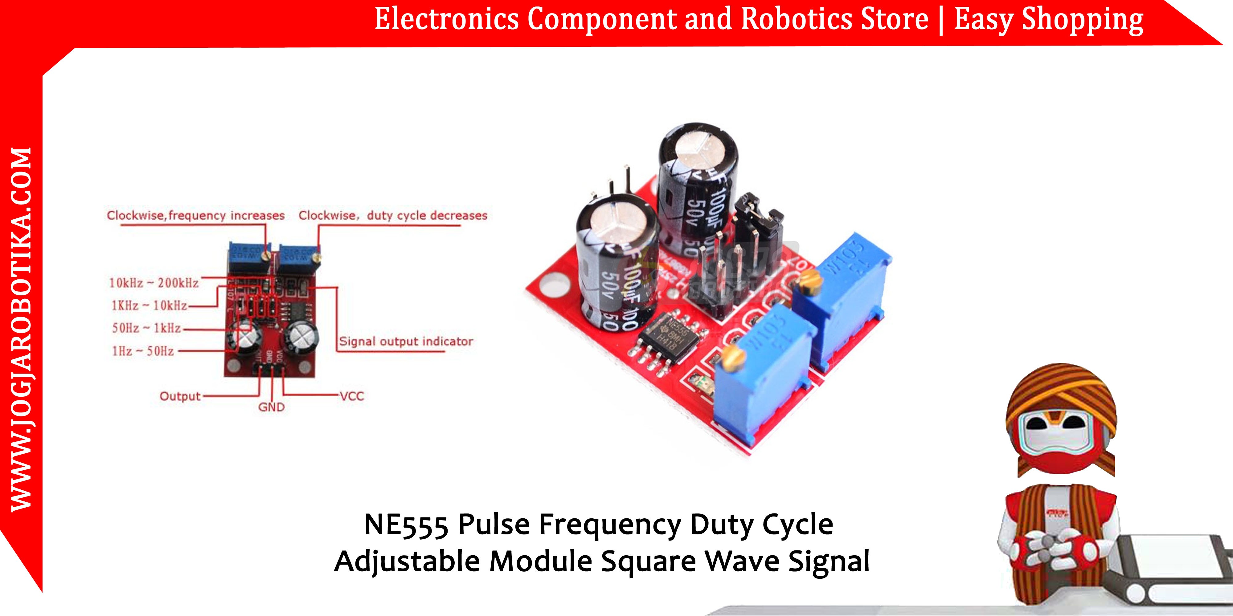 NE555 Pulse Frequency Duty Cycle Adjustable Module Square Wave Signal ...