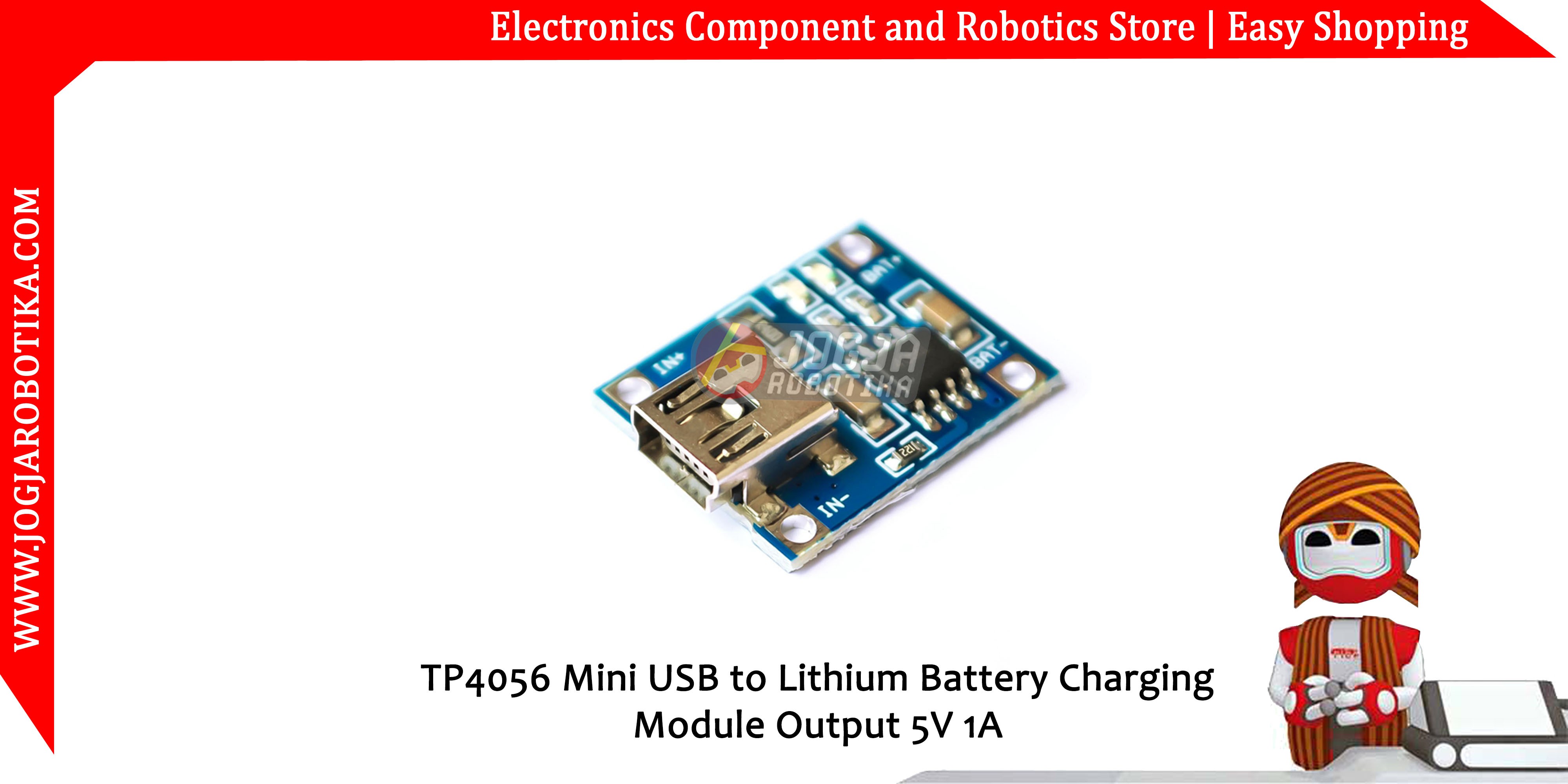 Jual TP4056 Micro USB to Lithium Battery Charging Module Output 5V 1A