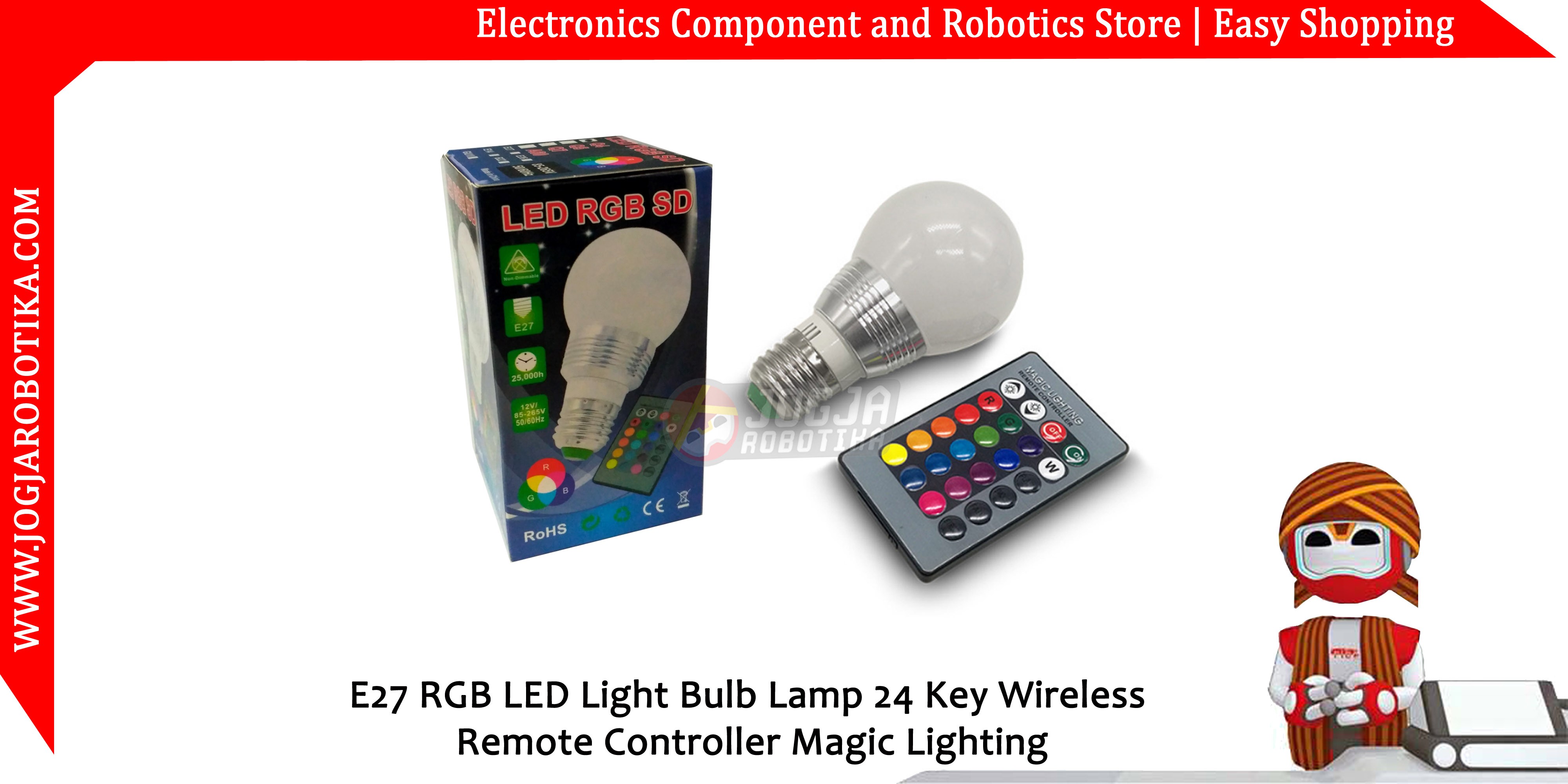 jual E27 RGB LED Light Bulb Lamp 24 Key Wireless Remote Controller ...