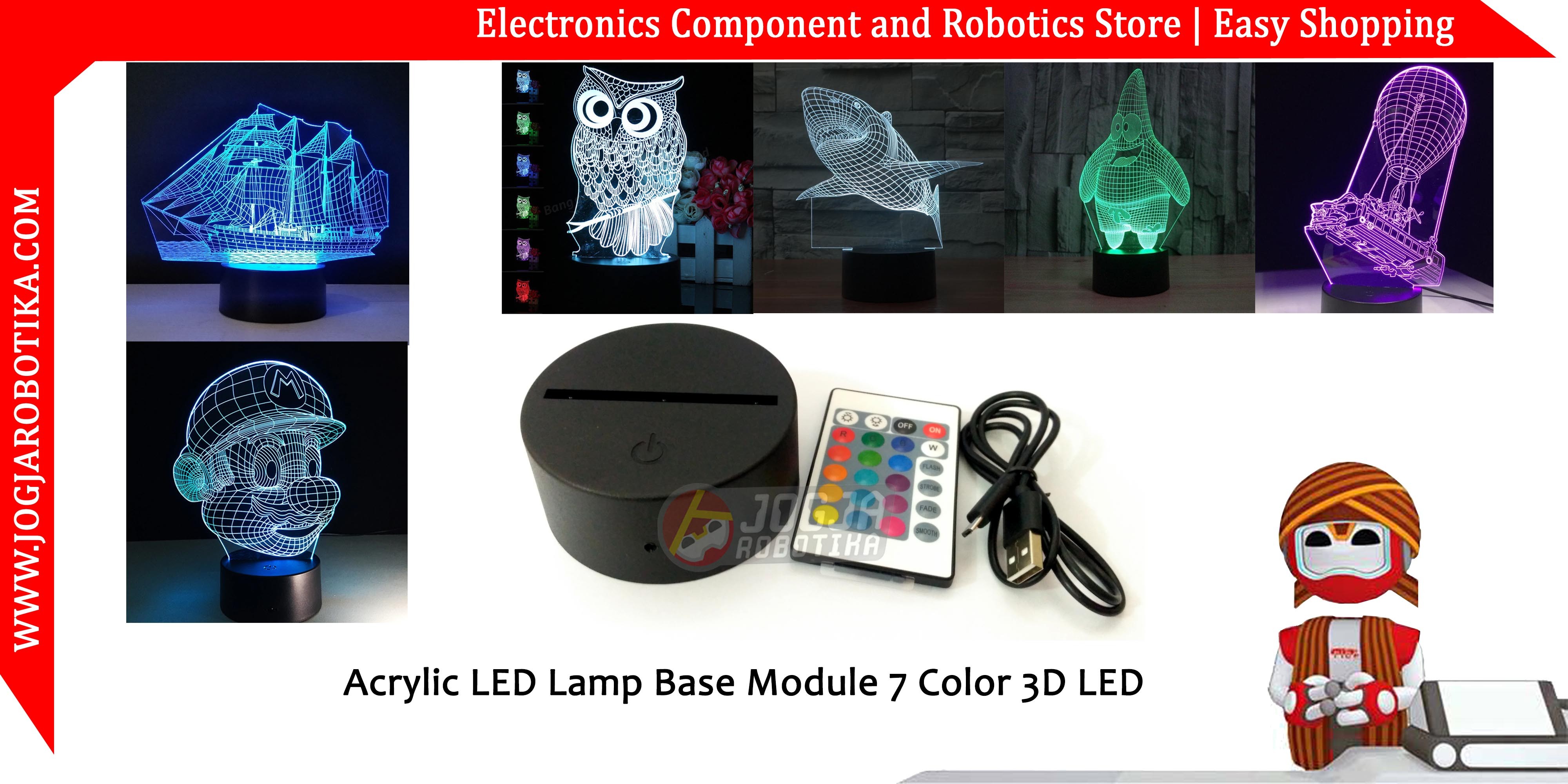 jual Acrylic LED Lamp Base Module 7 Color 3D LED