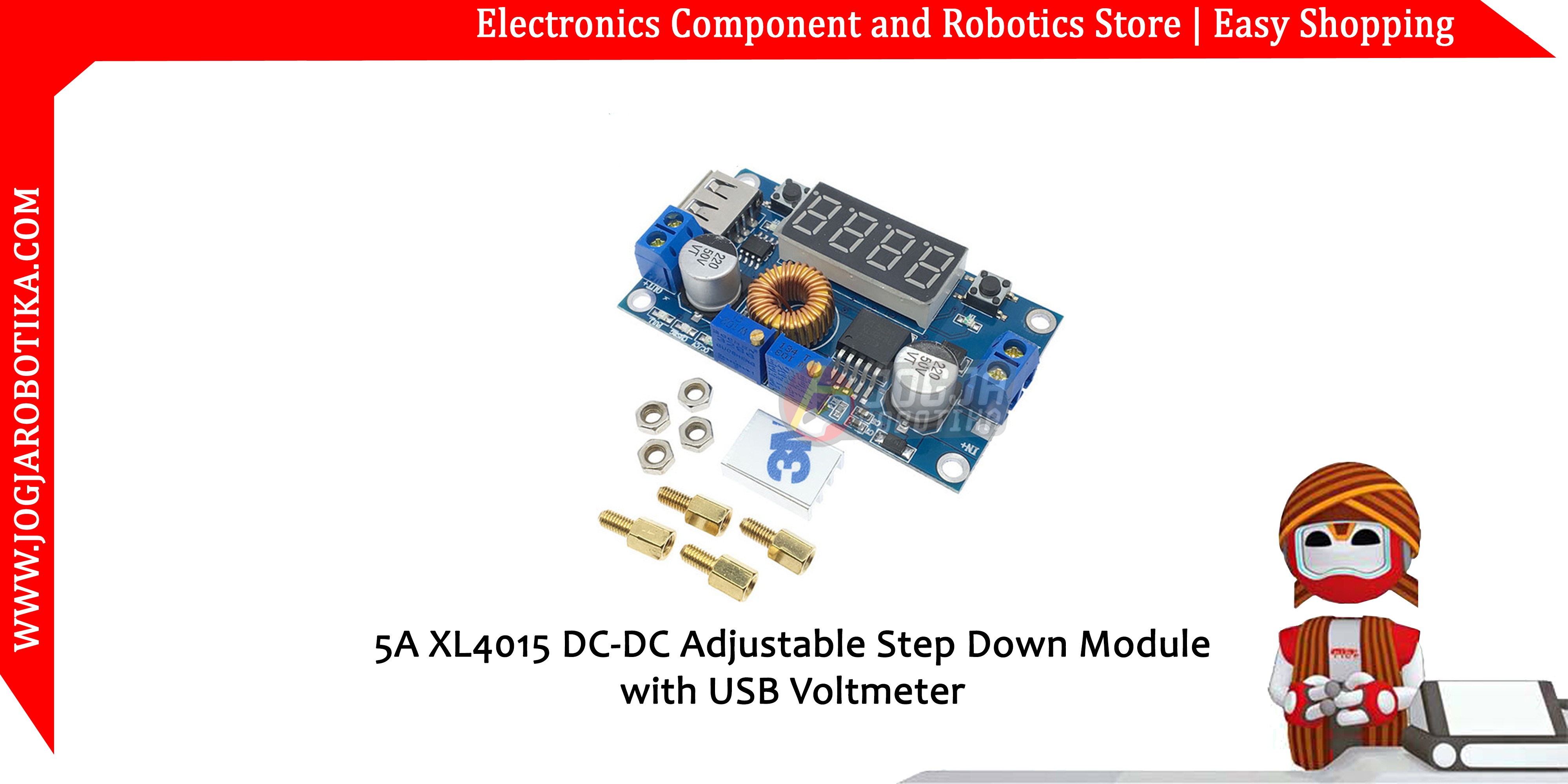 Jual 5A XL4015 DC-DC Adjustable Step Down Module with USB Voltmeter