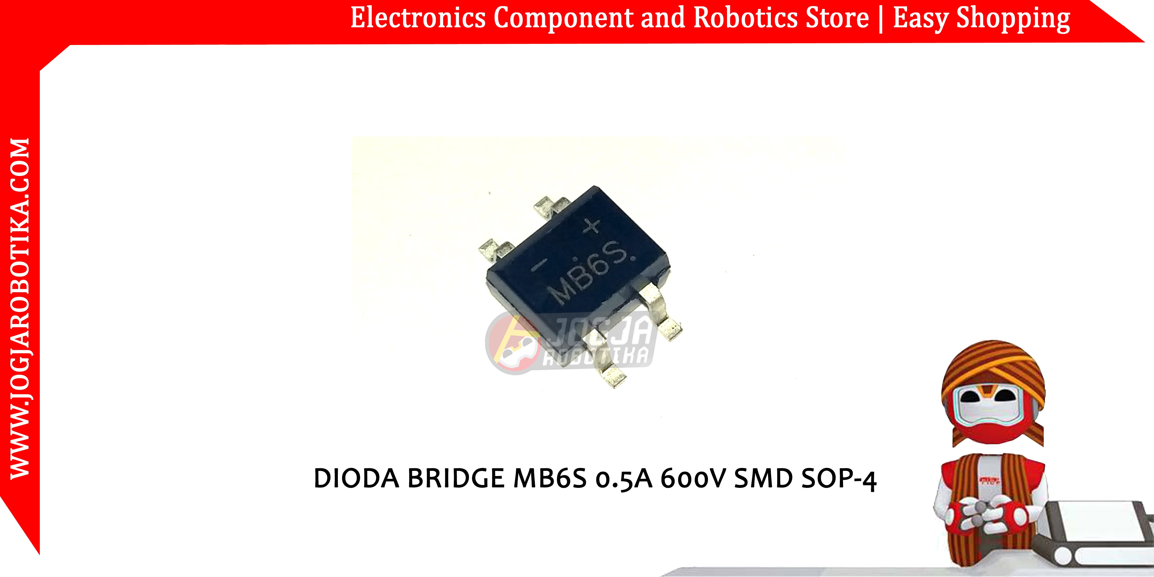 DIODA BRIDGE MB6S 0.5A 600V SMD SOP-4 - Toko Komponen Elektronik ...