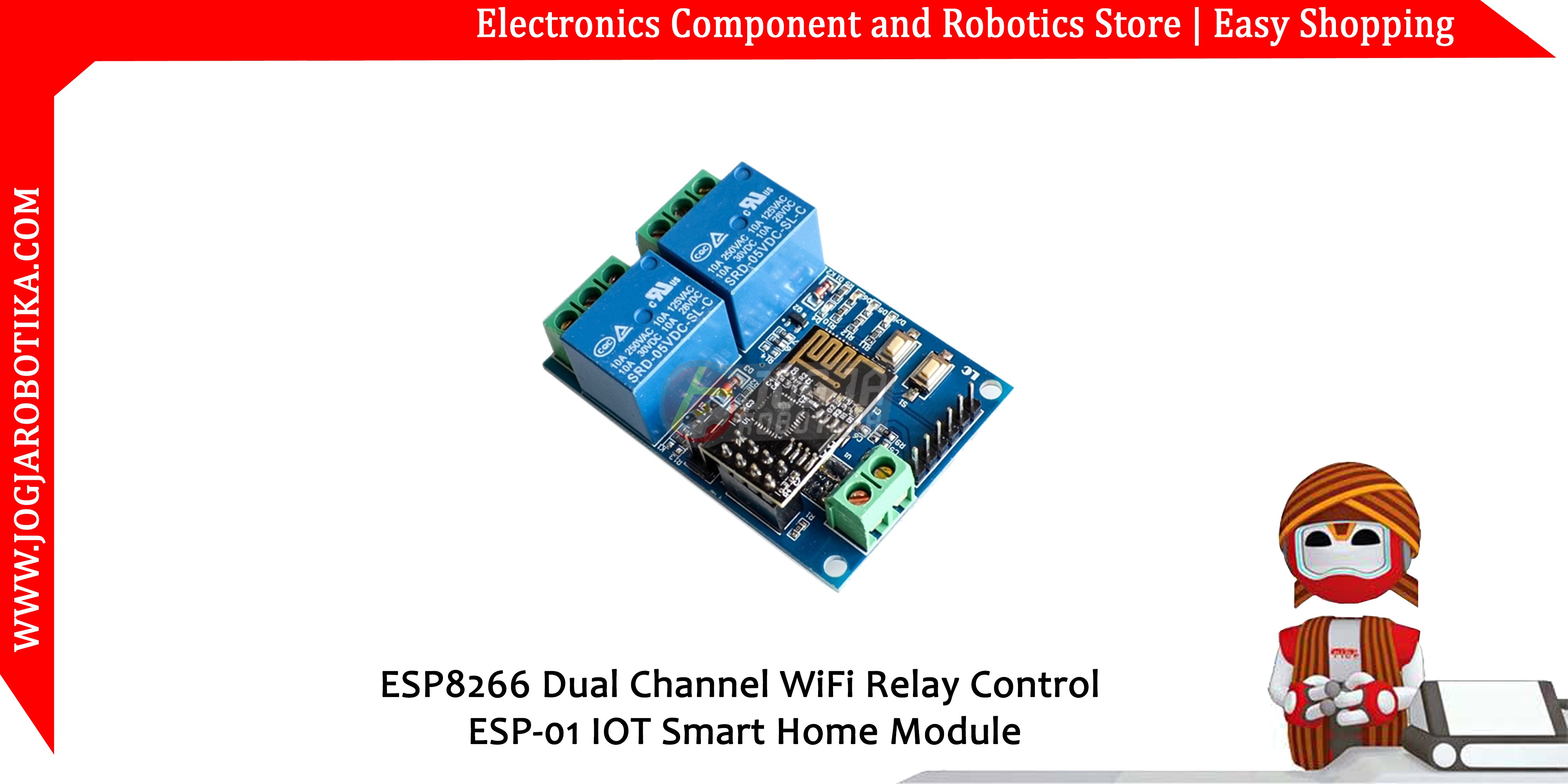 Jual ESP8266 Dual Channel WiFi Relay Control ESP-01 IOT Smart Home Module