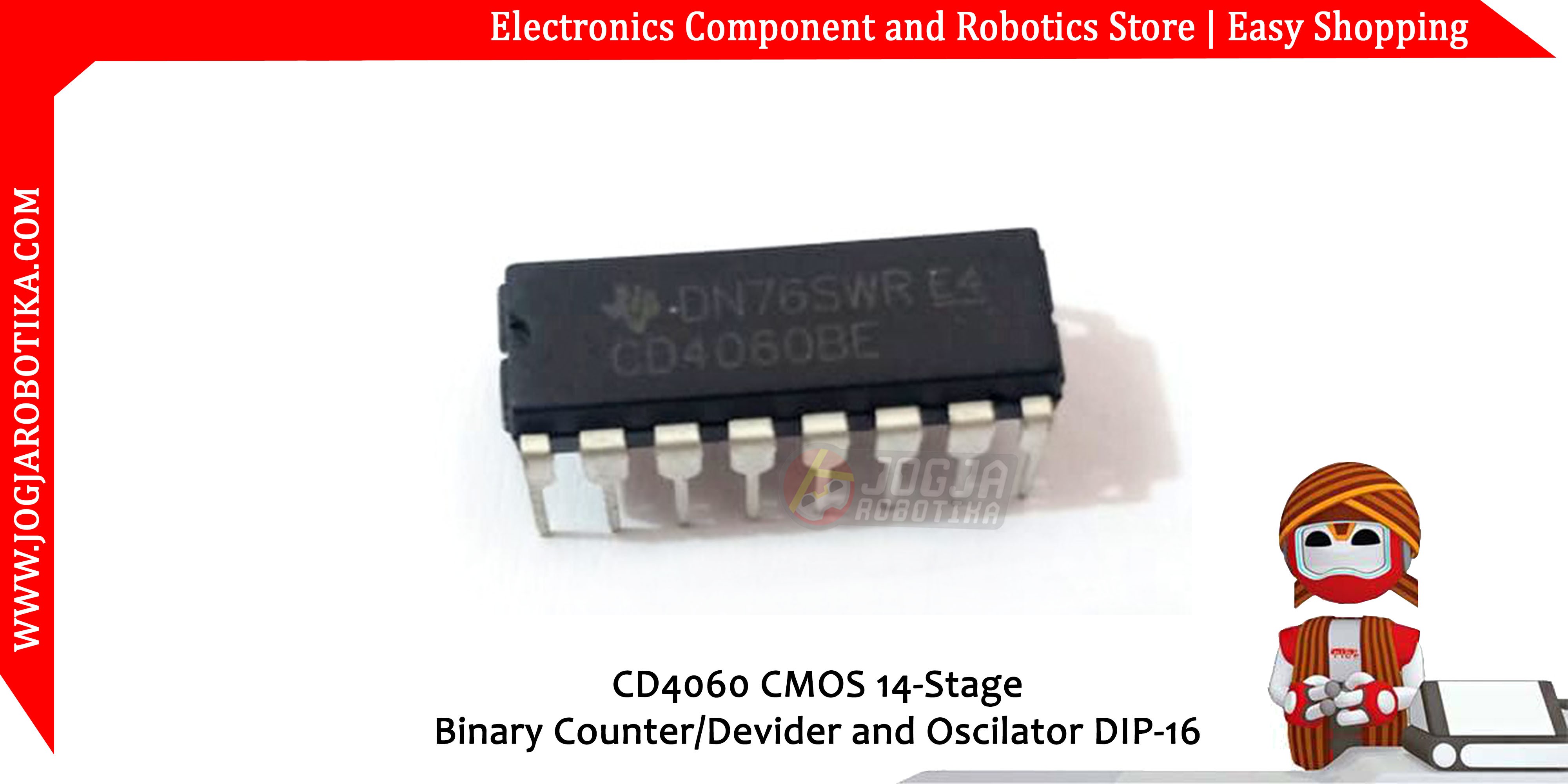 jual CD4060 CMOS 14-Stage Binary Counter/Devider and Oscilator DIP-16
