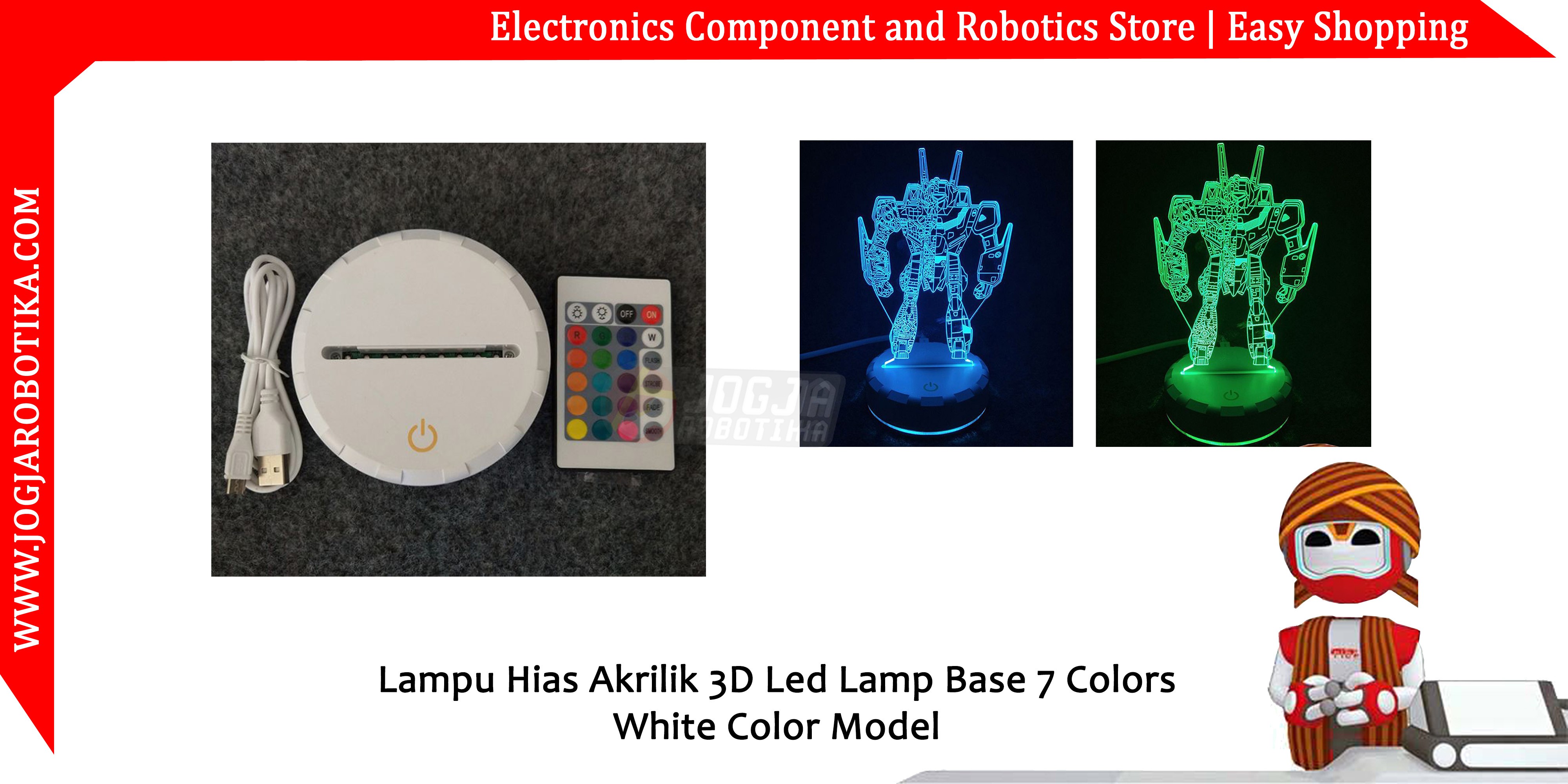 jual Lampu Hias Akrilik Led Lamp Base 7 Colors White Color Model