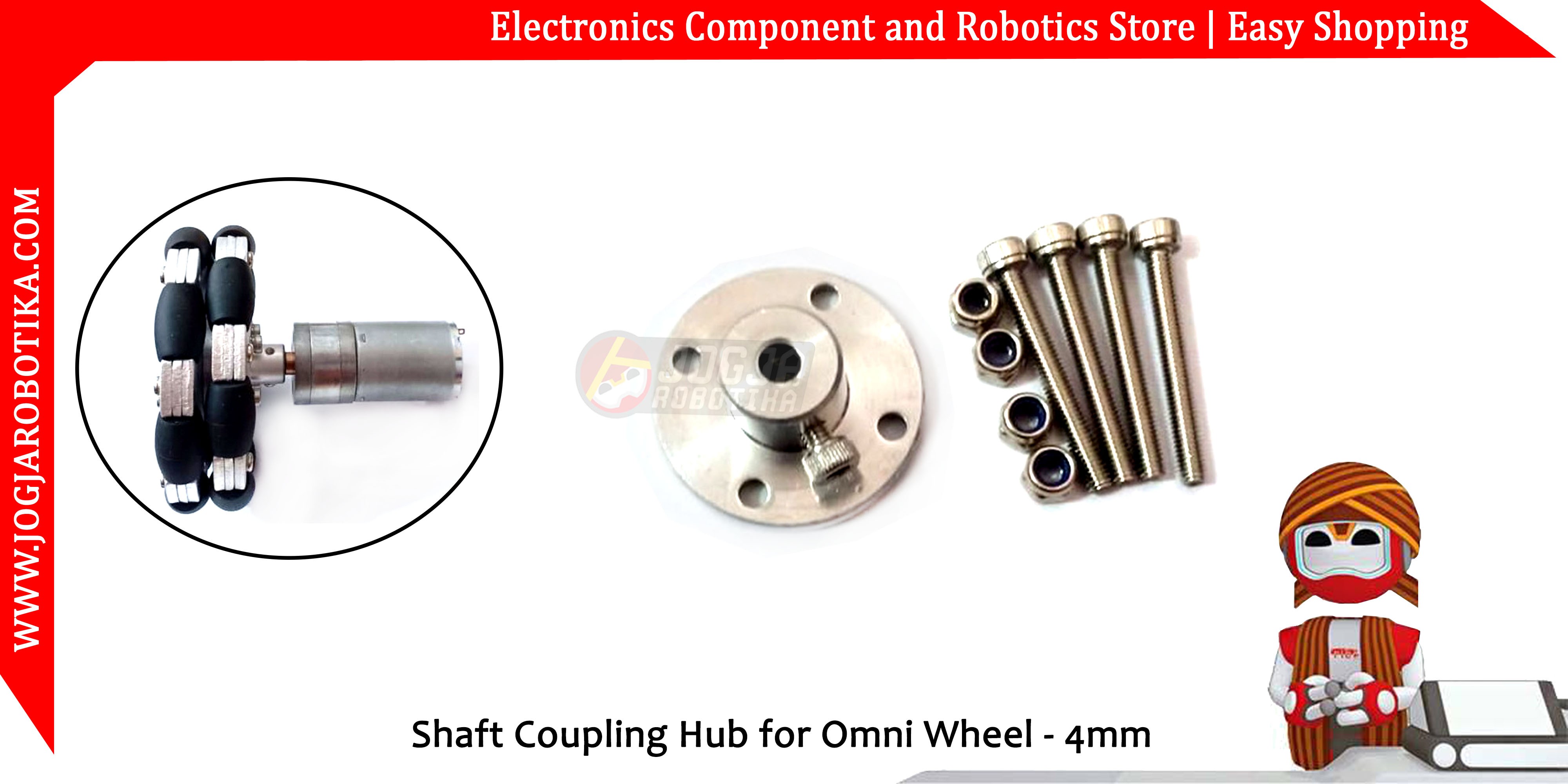 Shaft Coupling Hub for Omni Wheel - 4mm