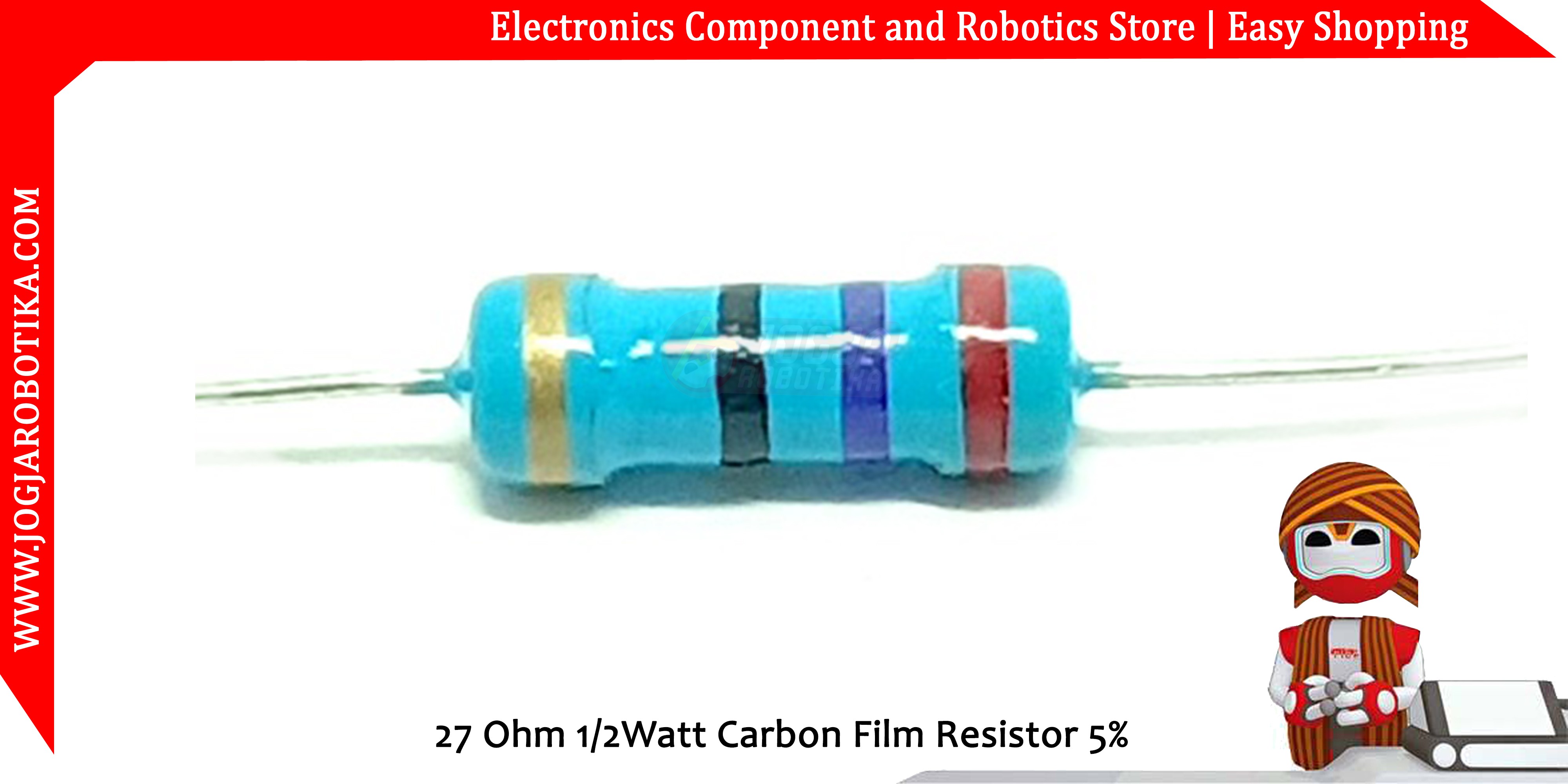 Jual 27 Ohm 1/2Watt Carbon Film Resistor
