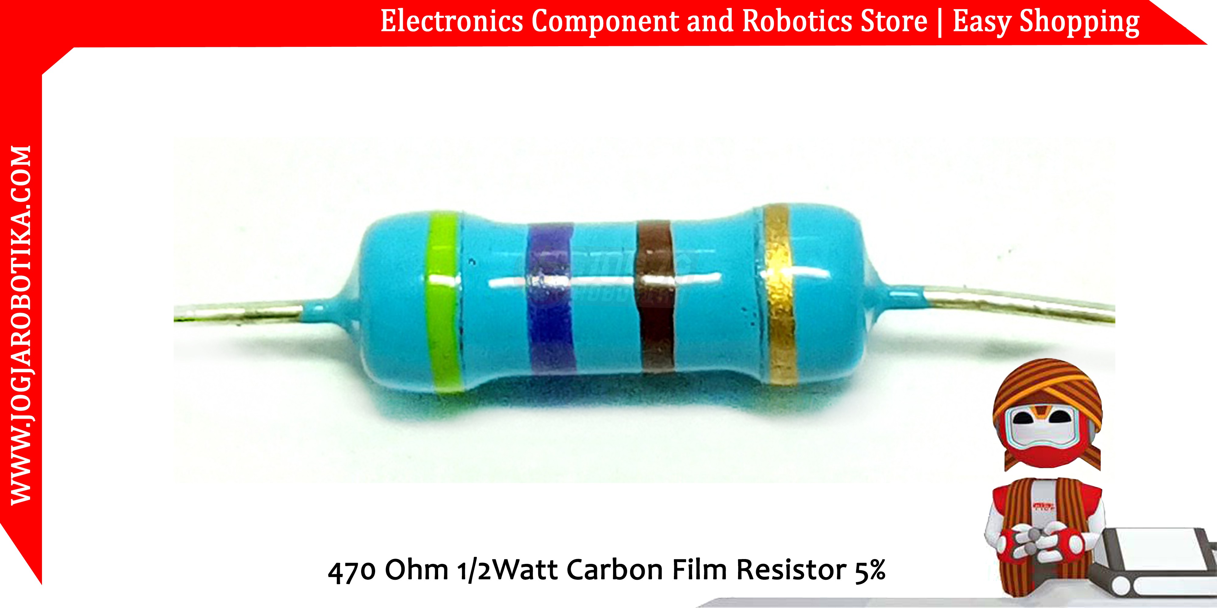 Jual 470 Ohm 1/2Watt Carbon Film Resistor