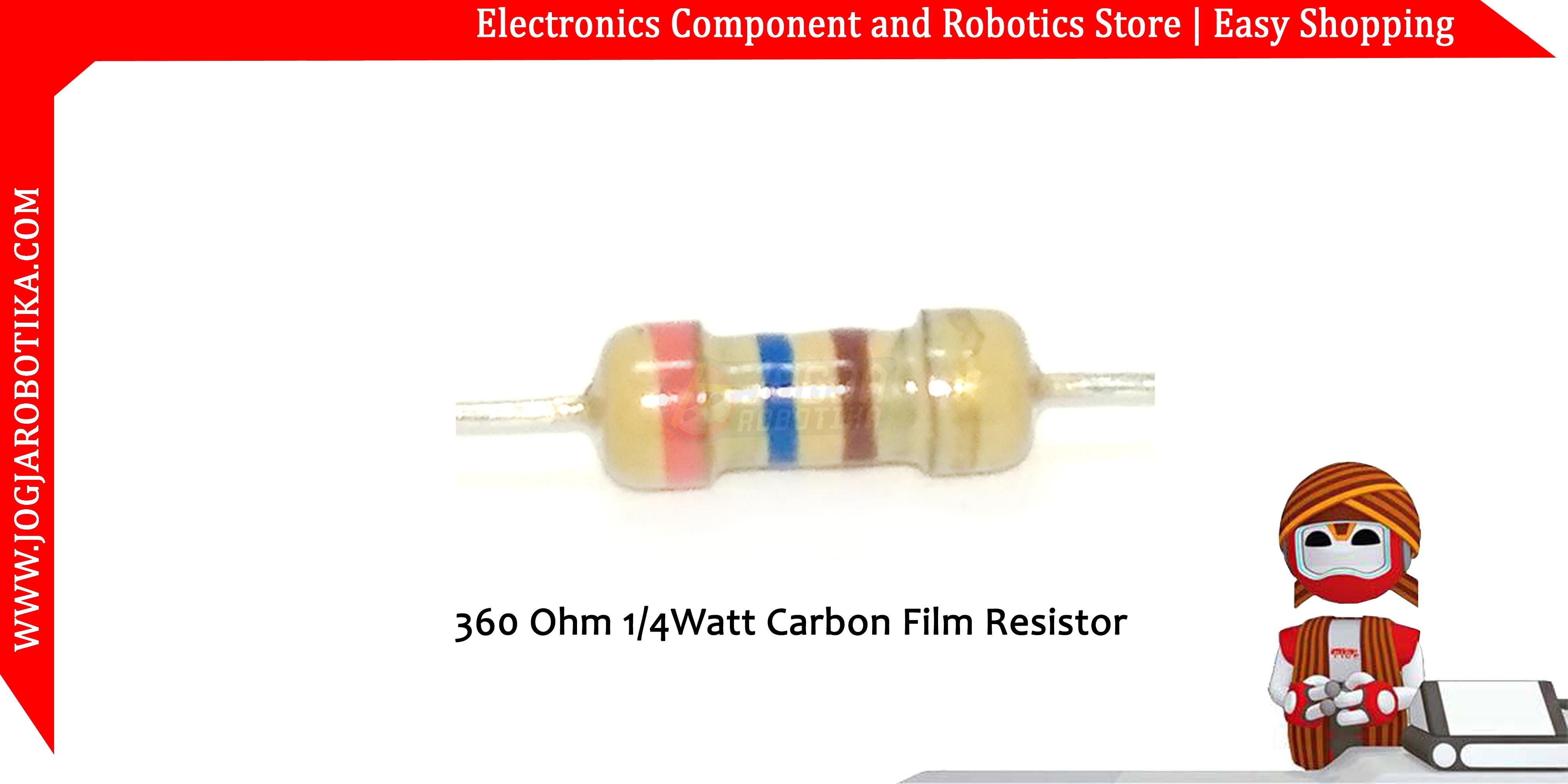 Jual 360 Ohm 1/4Watt Carbon Film Resistor