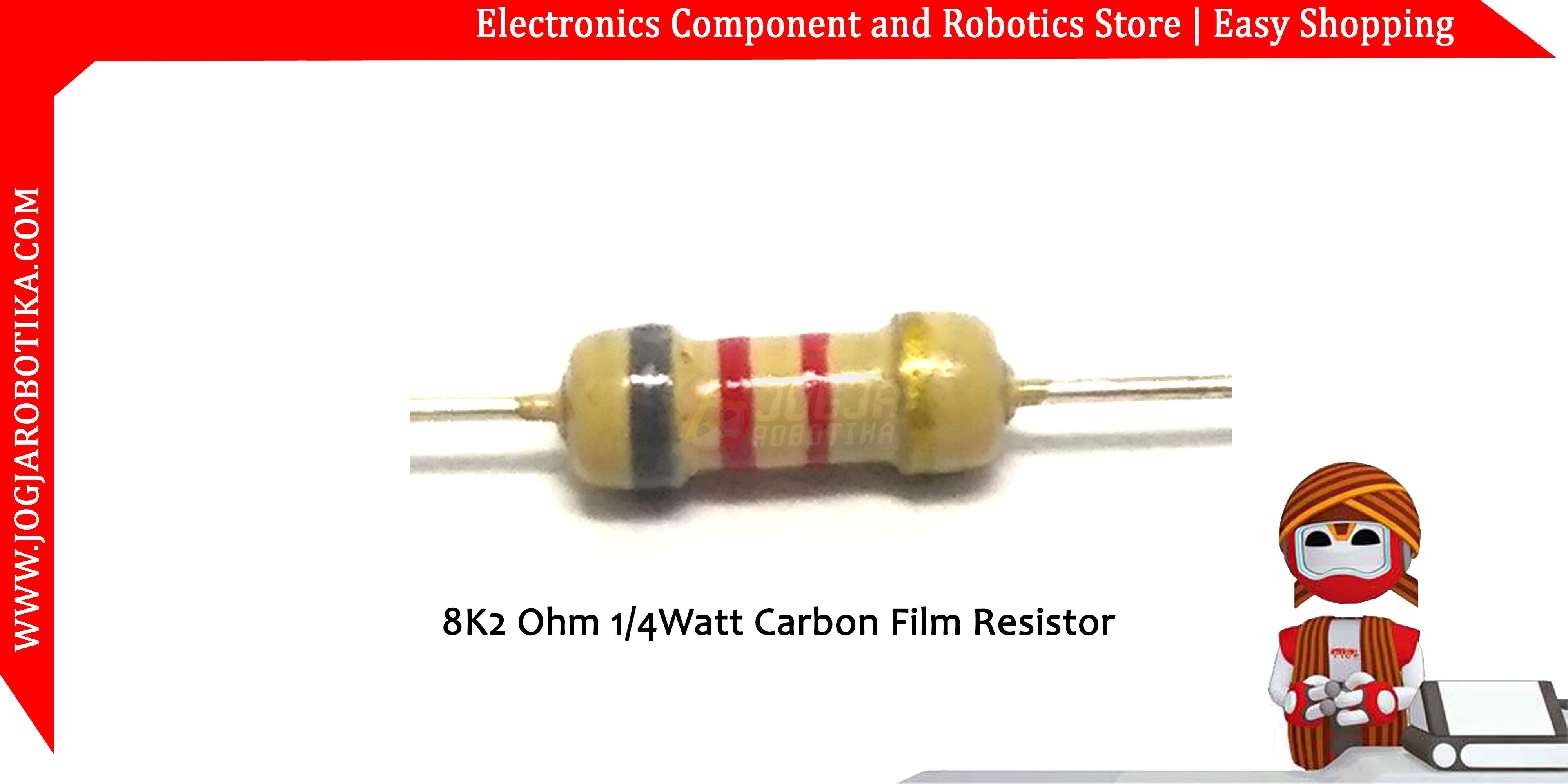 Jual 8K2 Ohm 1/4Watt Carbon Film Resistor