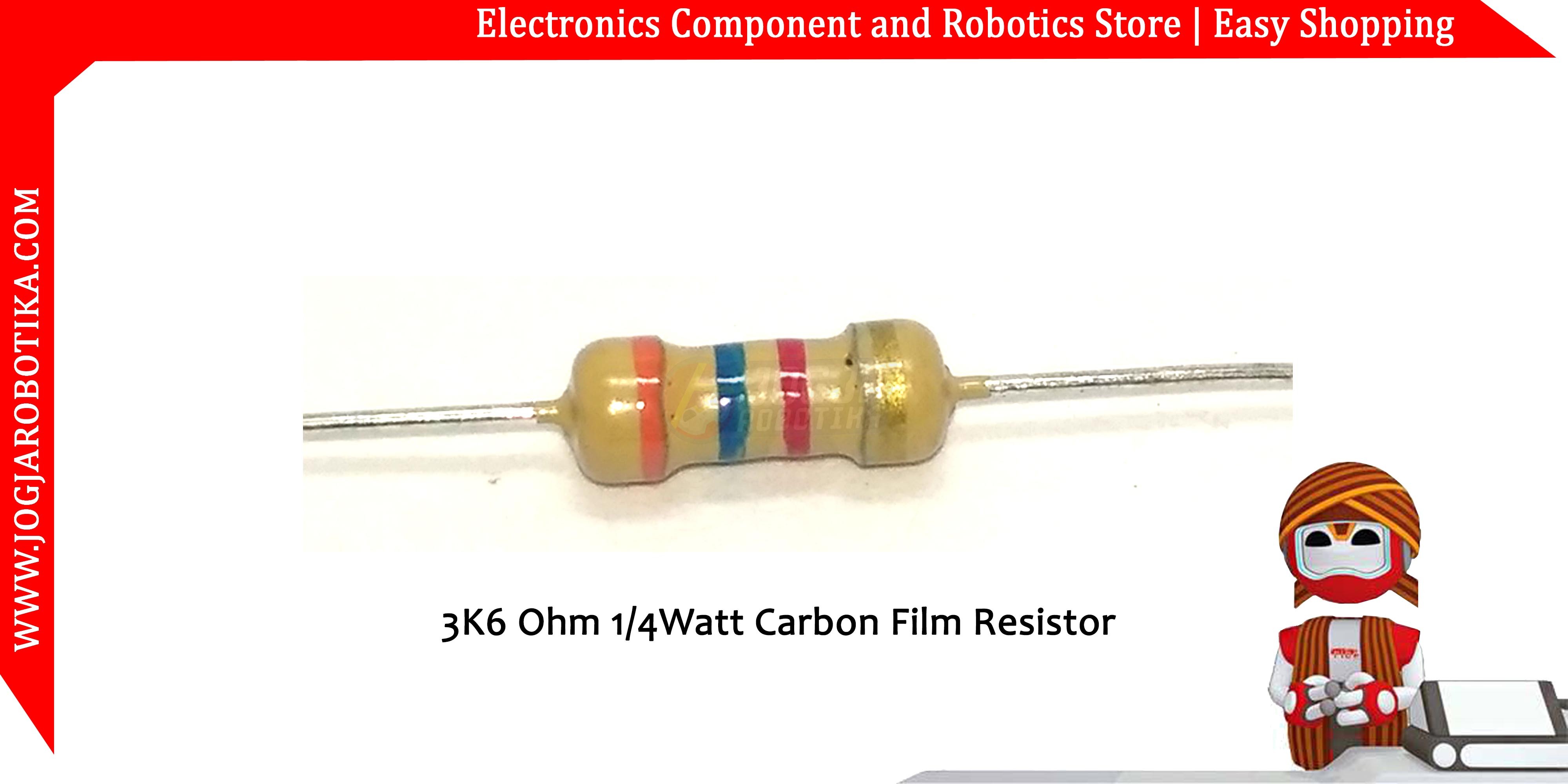 Jual 3K6 Ohm 1/4Watt Carbon Film Resistor