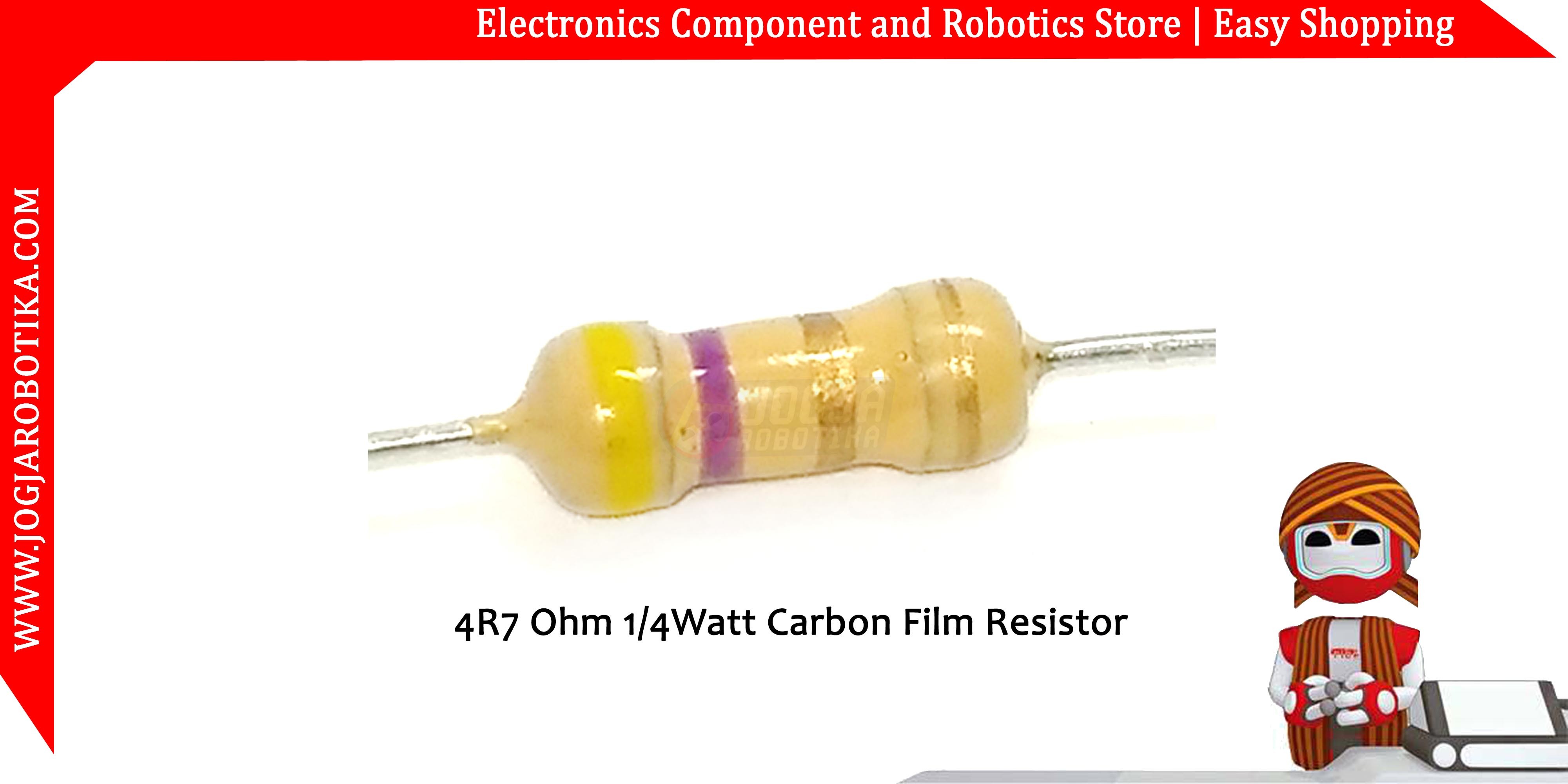 Jual 4R7 Ohm 1/4Watt Carbon Film Resistor