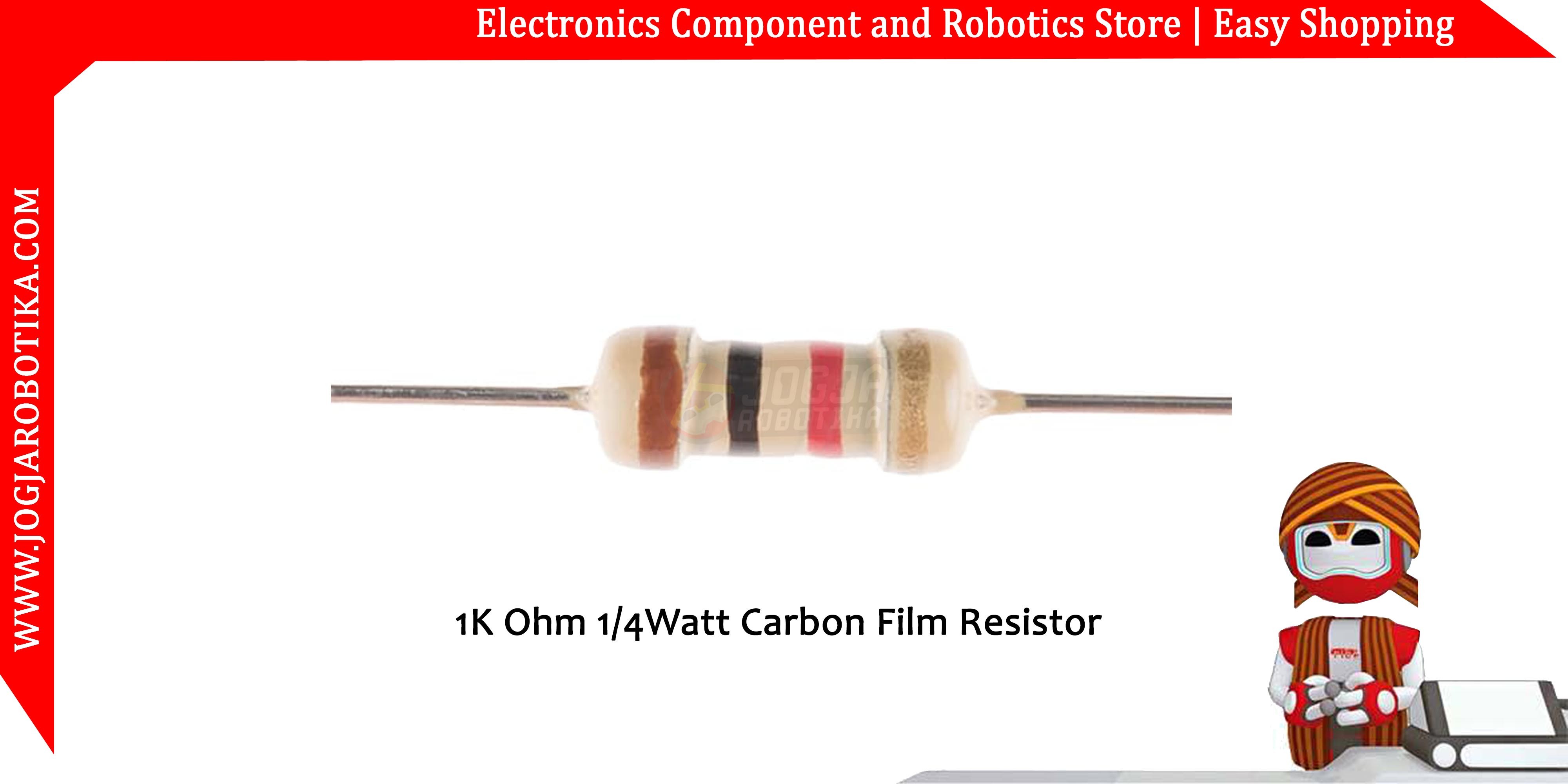 1K Ohm 1/4Watt Carbon Film Resistor - Toko Komponen Elektronik ...