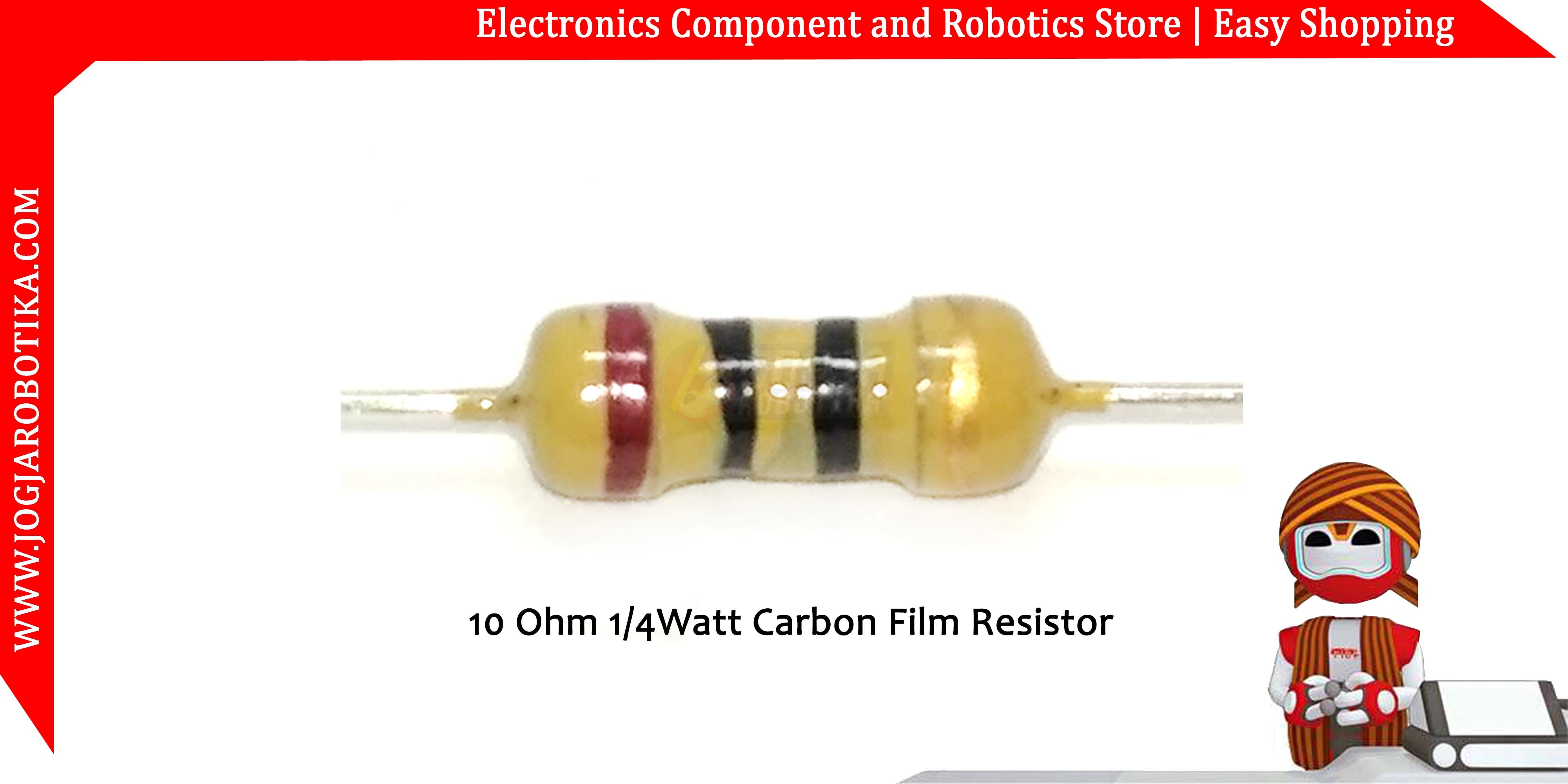Jual 10 Ohm 1/4Watt Carbon Film Resistor