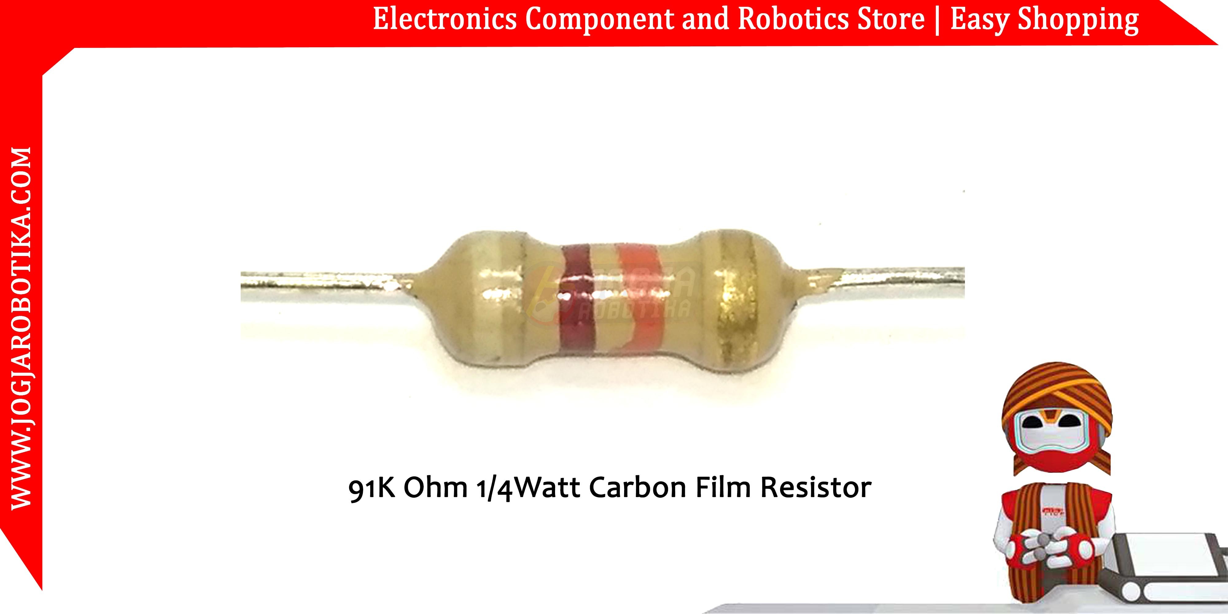 Jual 91K Ohm 1/4Watt Carbon Film Resistor