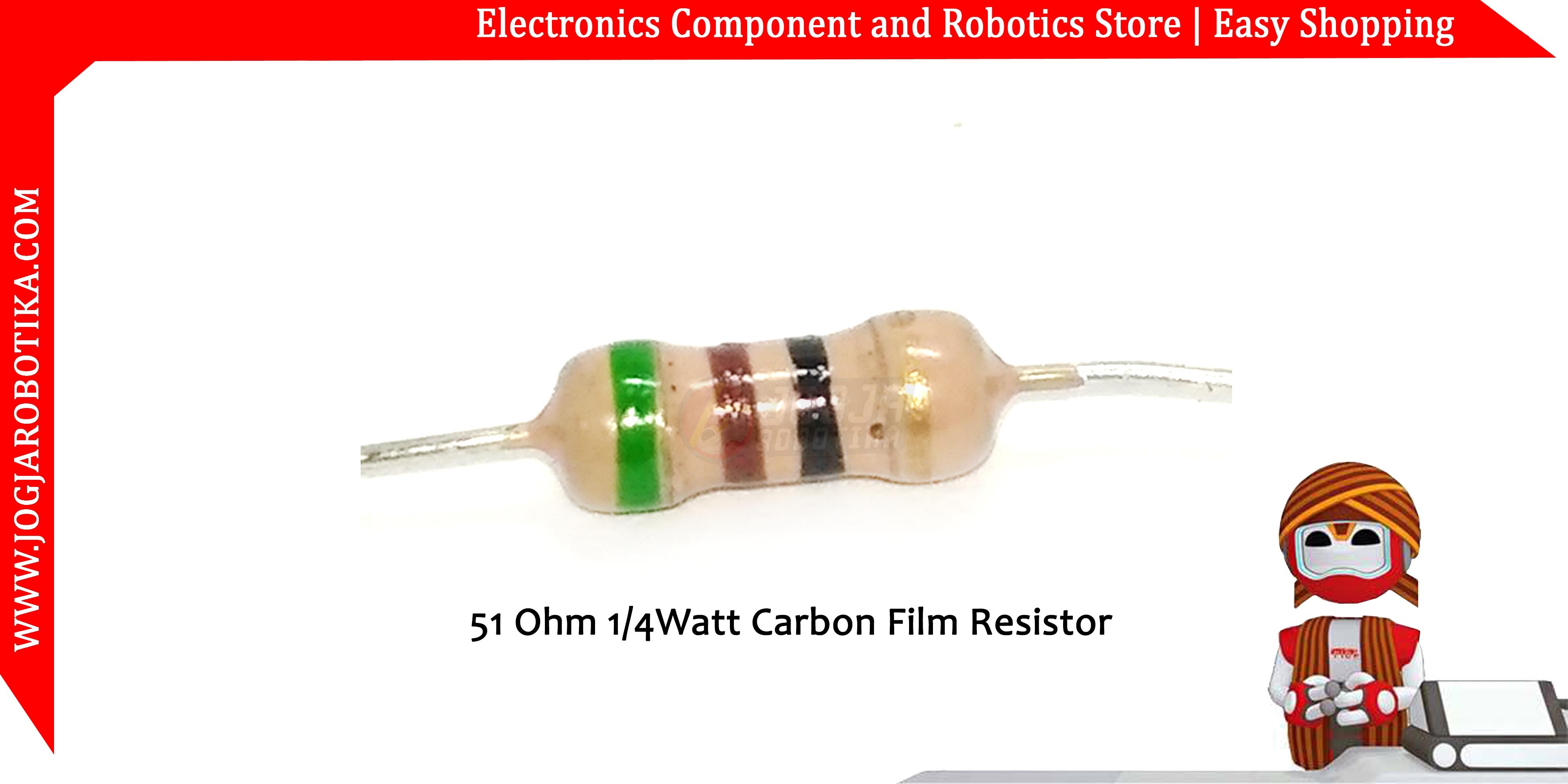 Jual 51 Ohm 1/4Watt Carbon Film Resistor