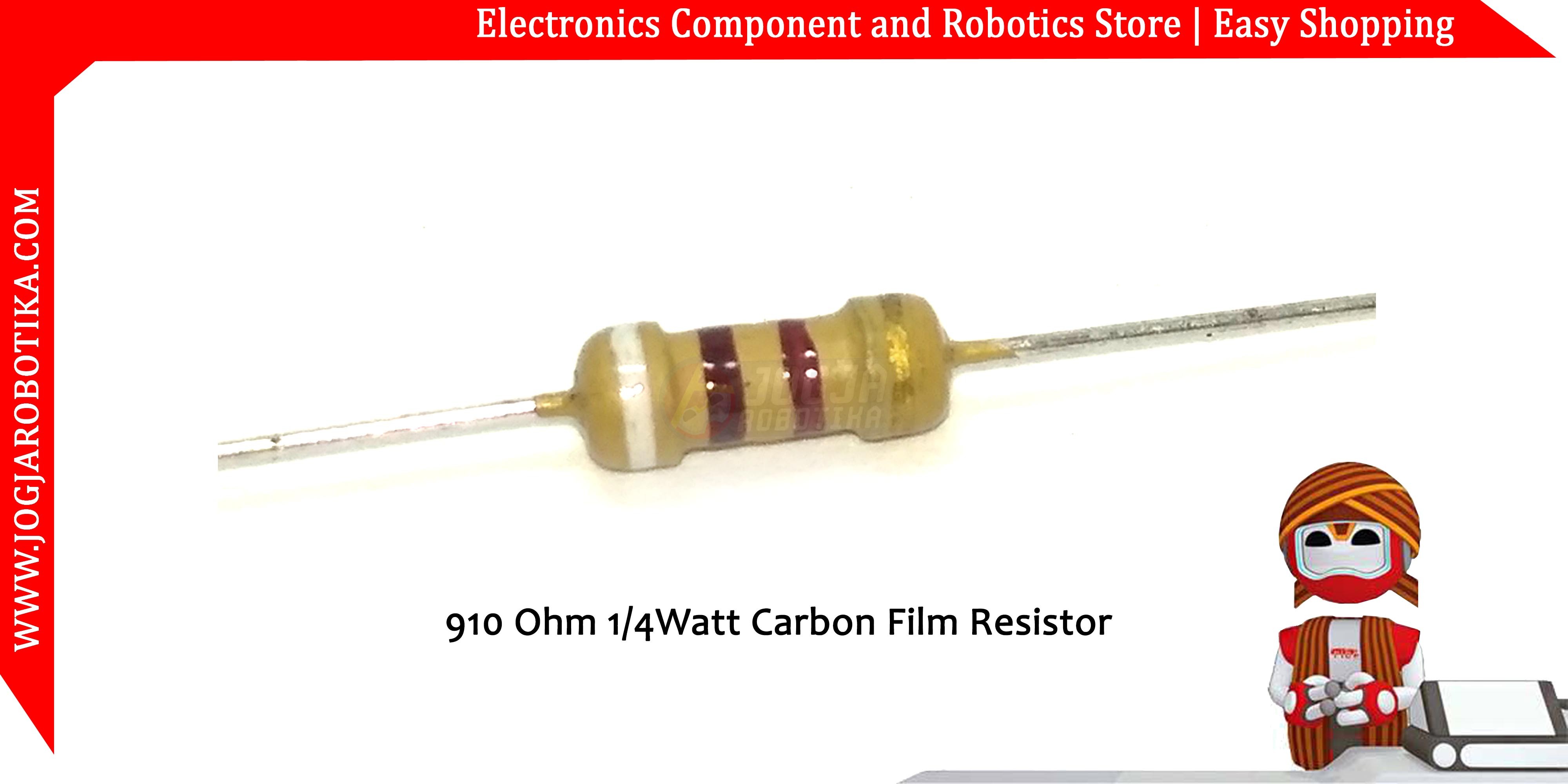 Jual 910 Ohm 1/4Watt Carbon Film Resistor