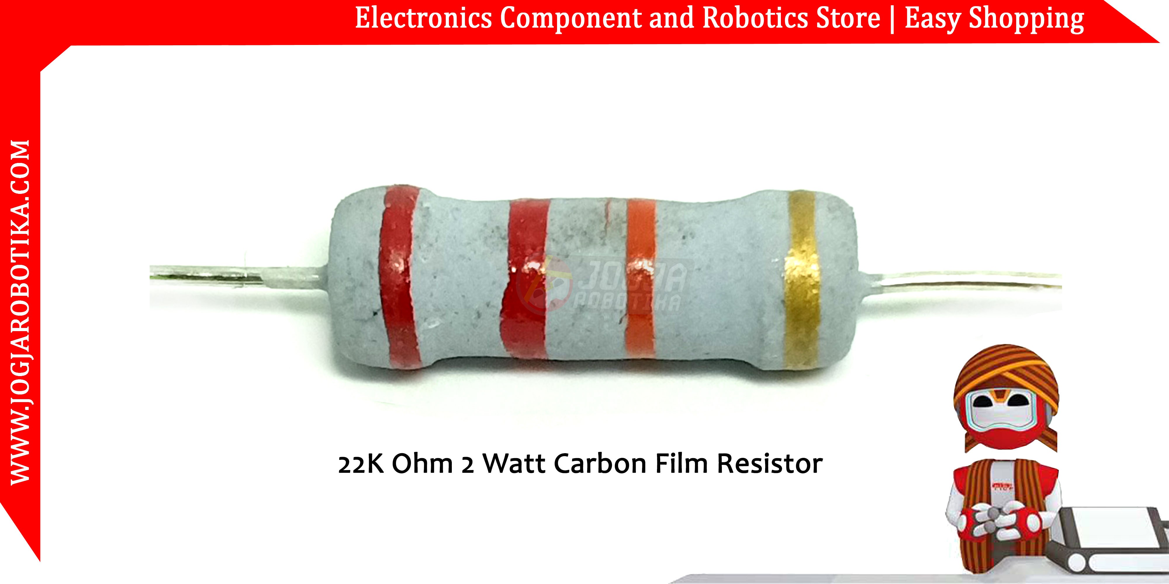 Jual 22K Ohm 2 Watt Carbon Film Resistor