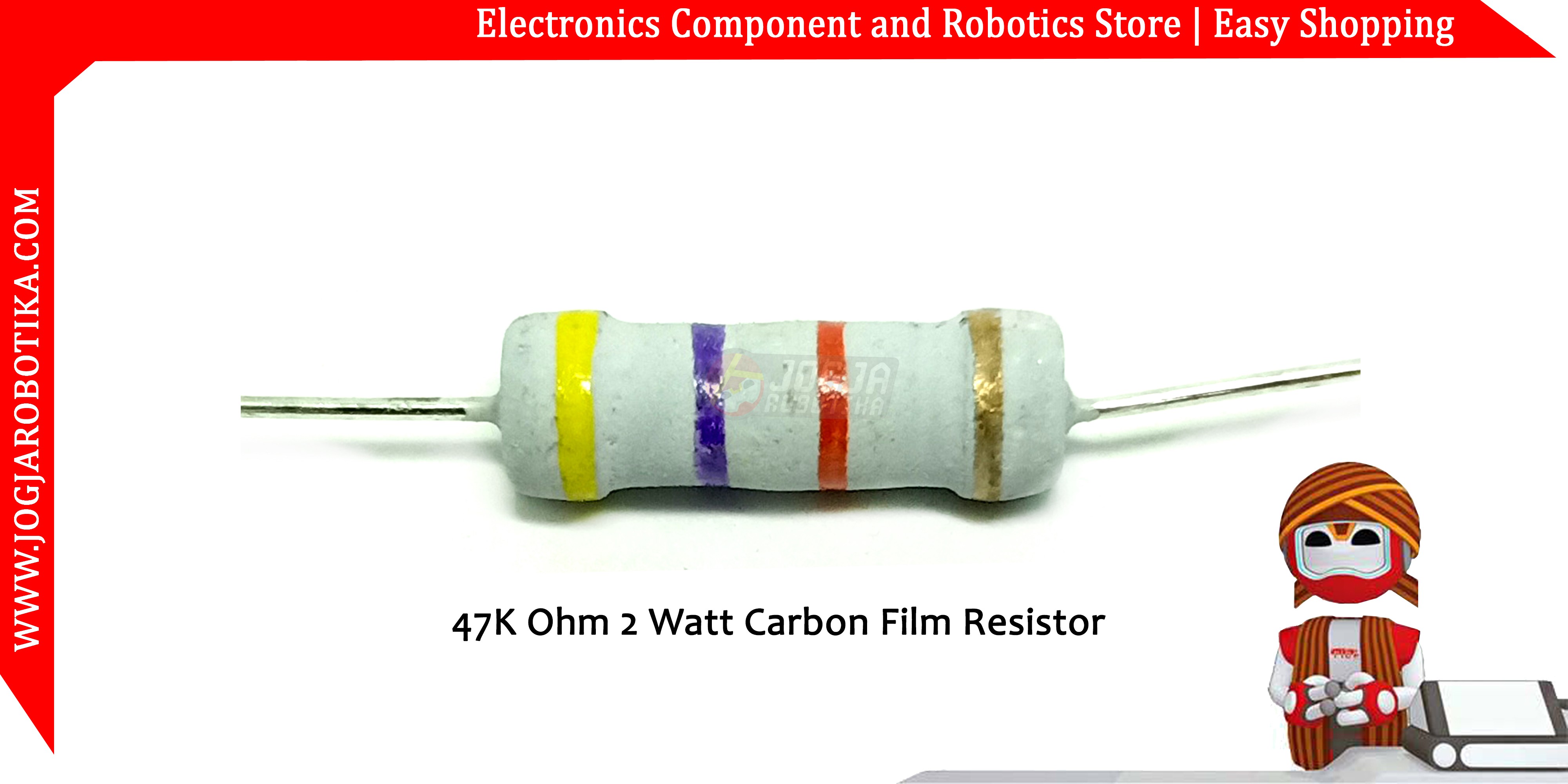 Jual 47K Ohm 2 Watt Carbon Film Resistor