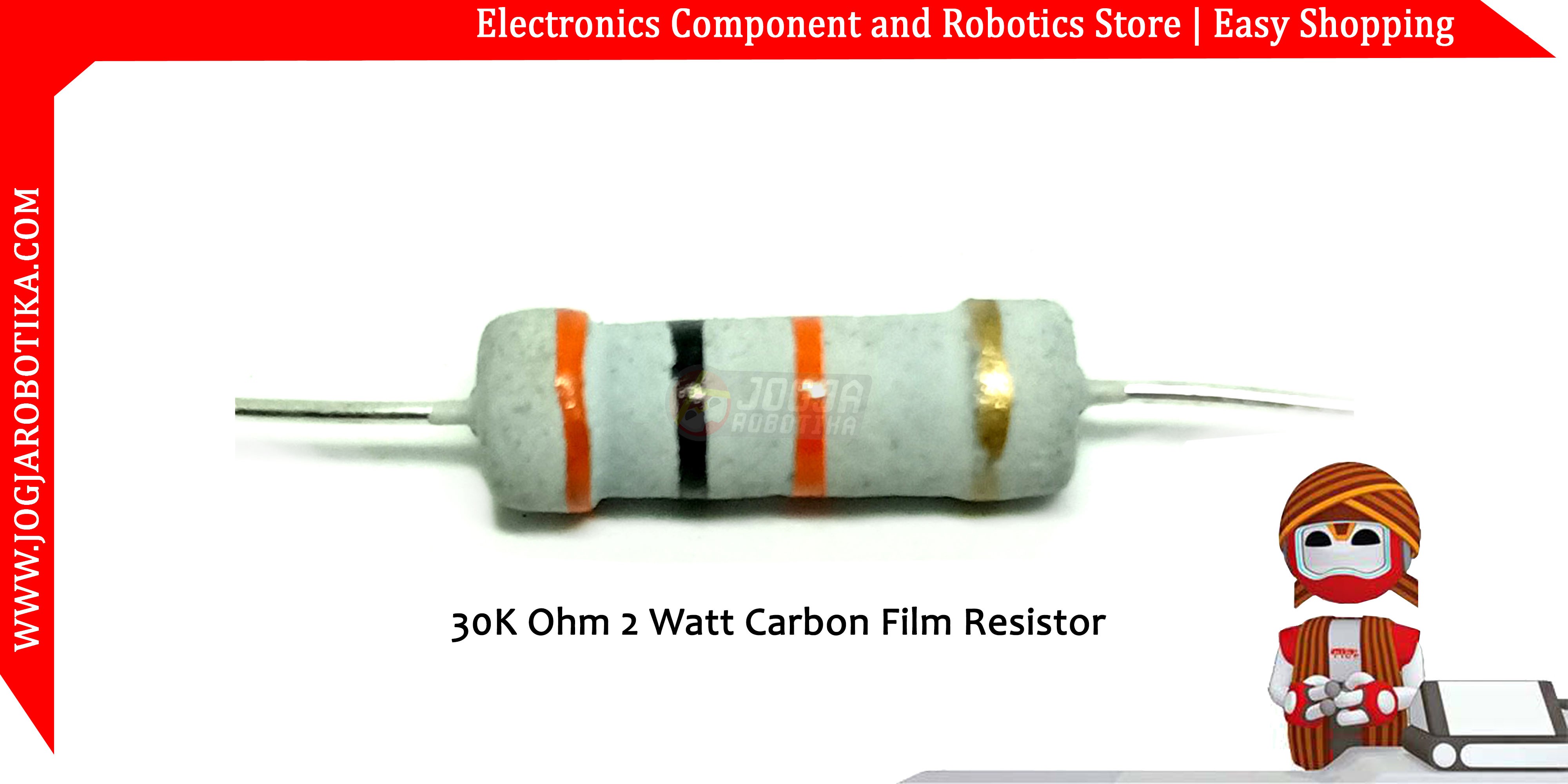 Jual 30K Ohm 2 Watt Carbon Film Resistor