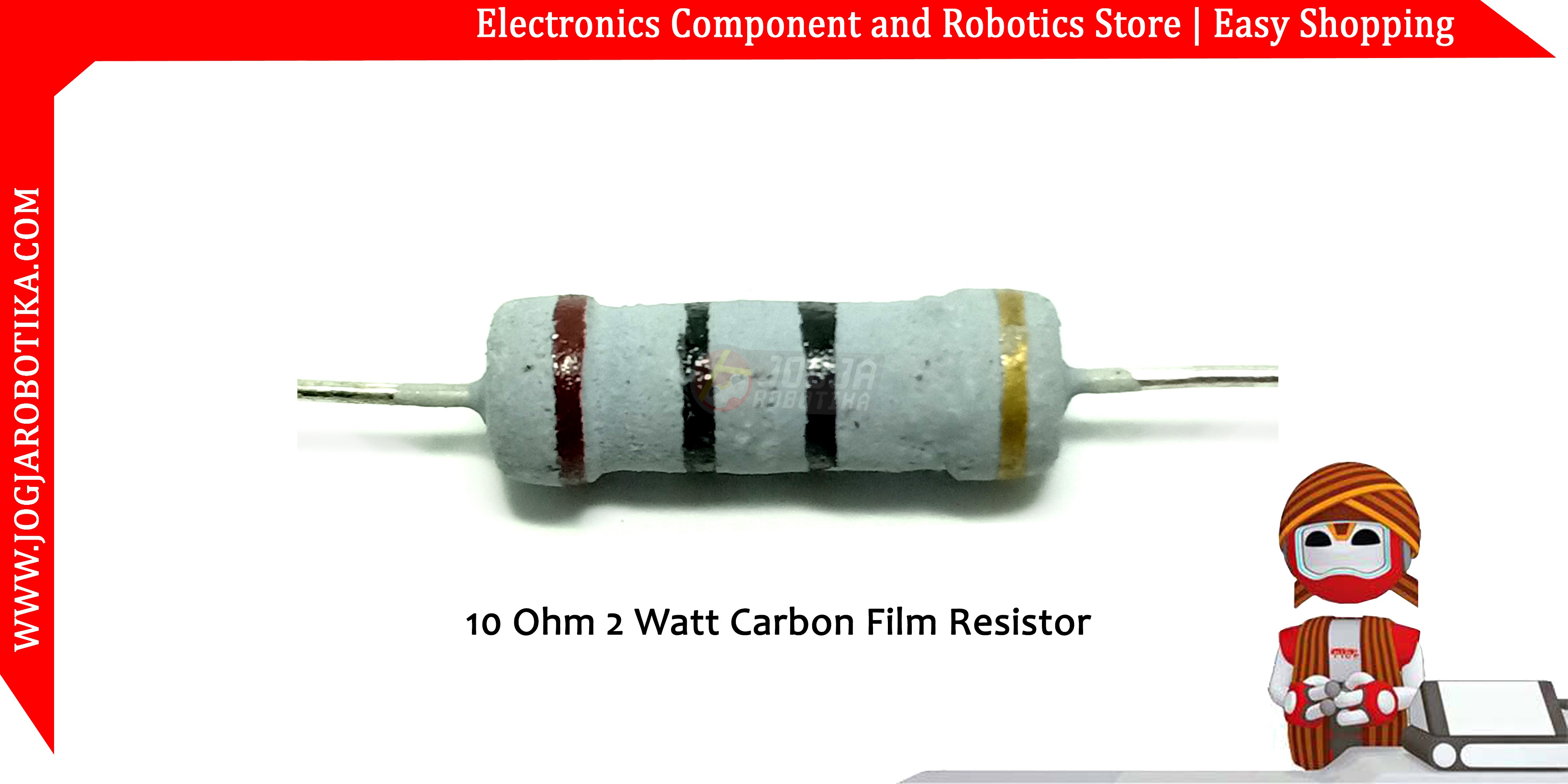 Jual 10 Ohm 2 Watt Carbon Film Resistor