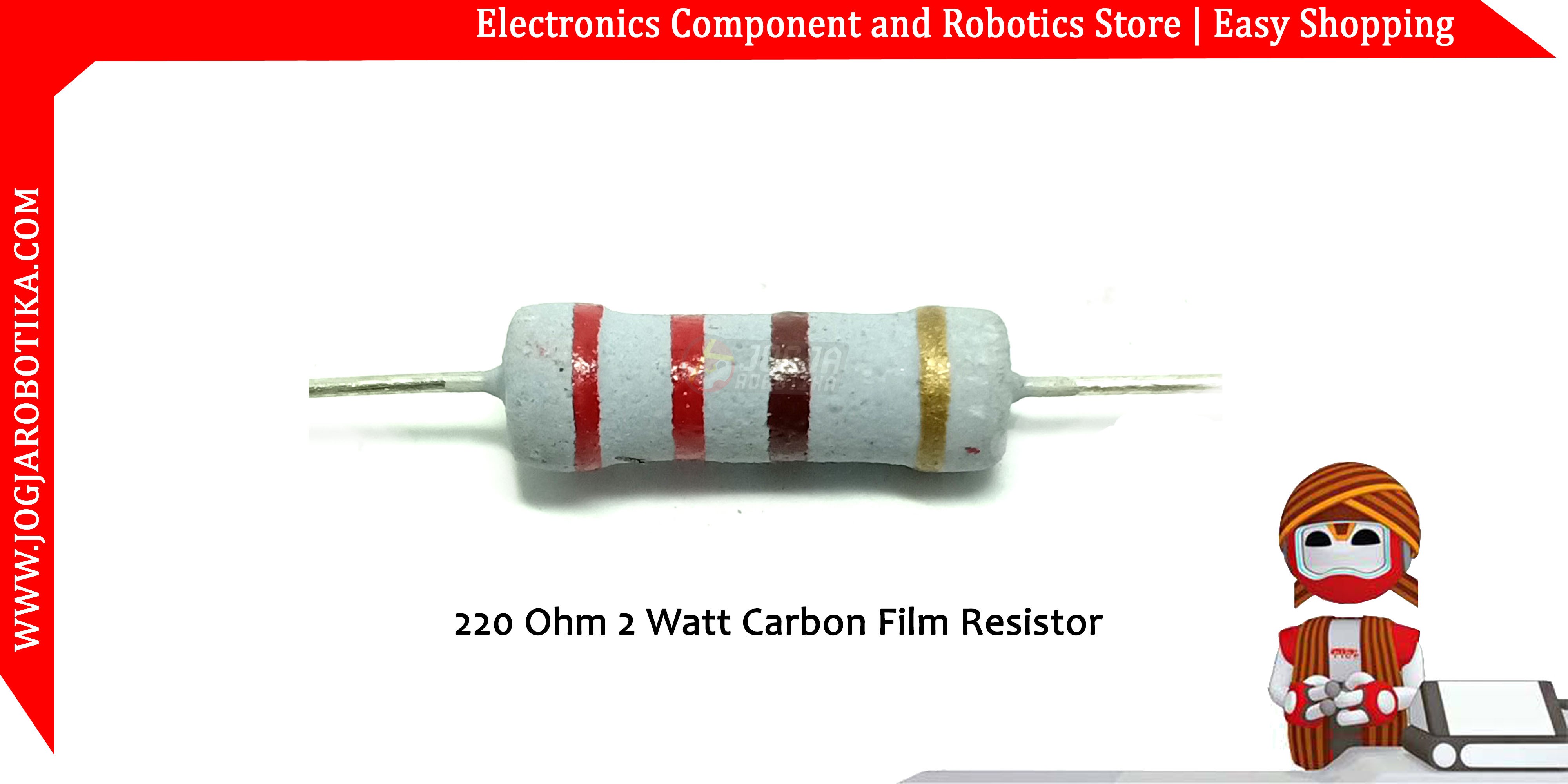 Jual 220 Ohm 2 Watt Carbon Film Resistor