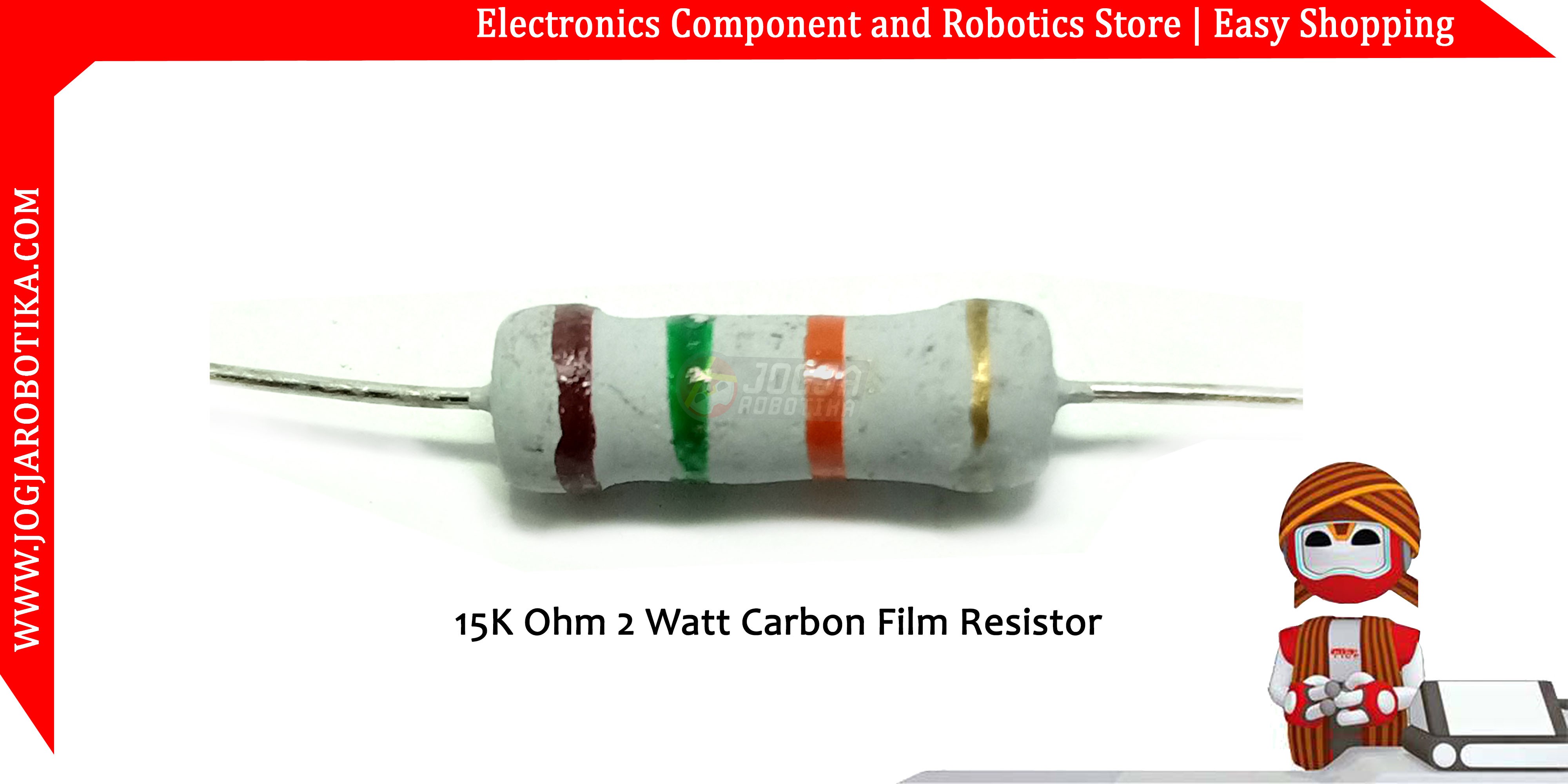 Jual 15K Ohm 2 Watt Carbon Film Resistor