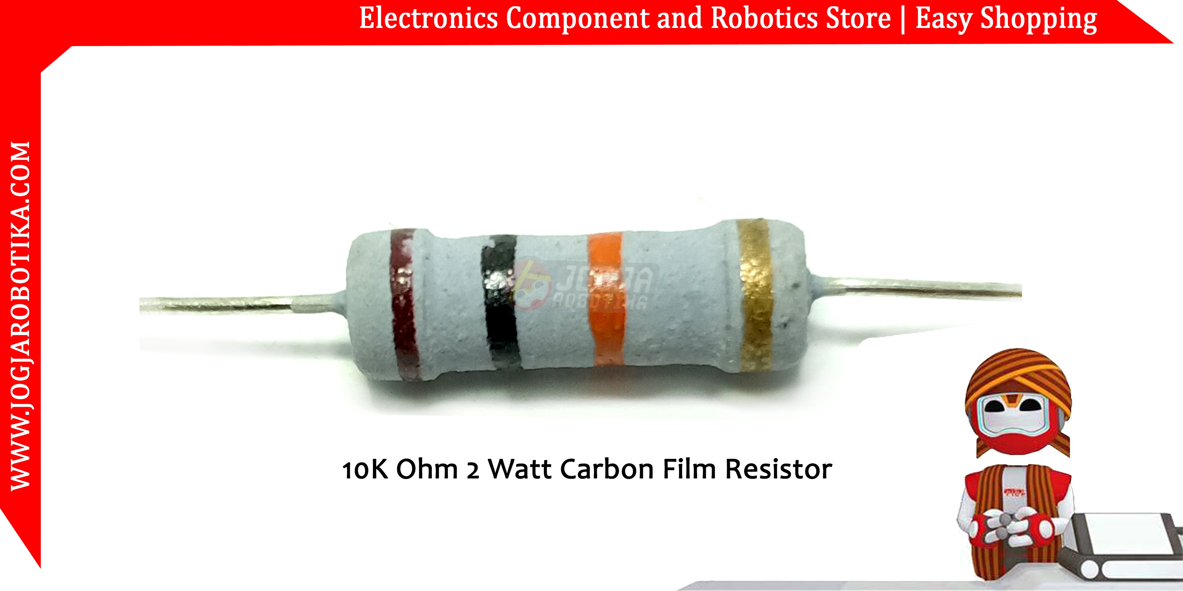 Jual 10K Ohm 2 Watt Carbon Film Resistor