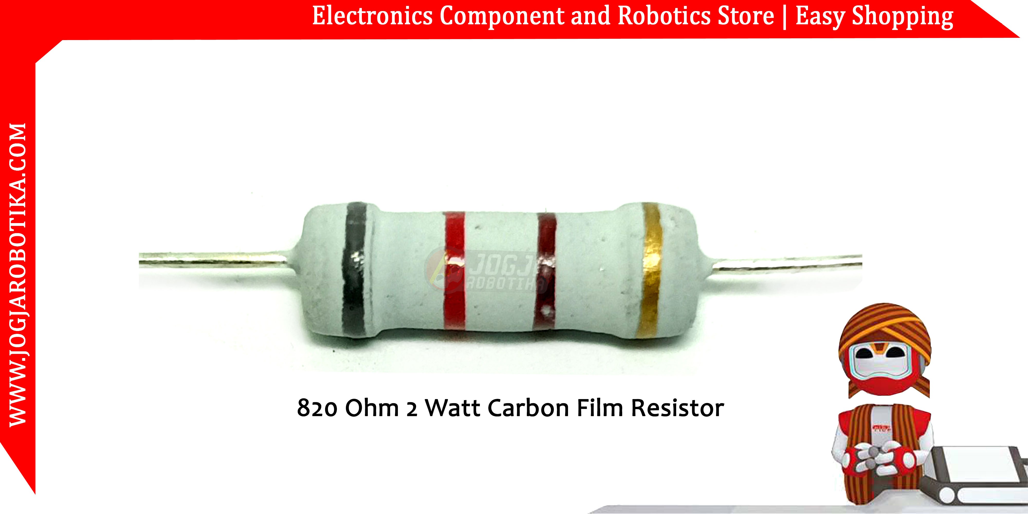 Jual 820 Ohm 2 Watt Carbon Film Resistor