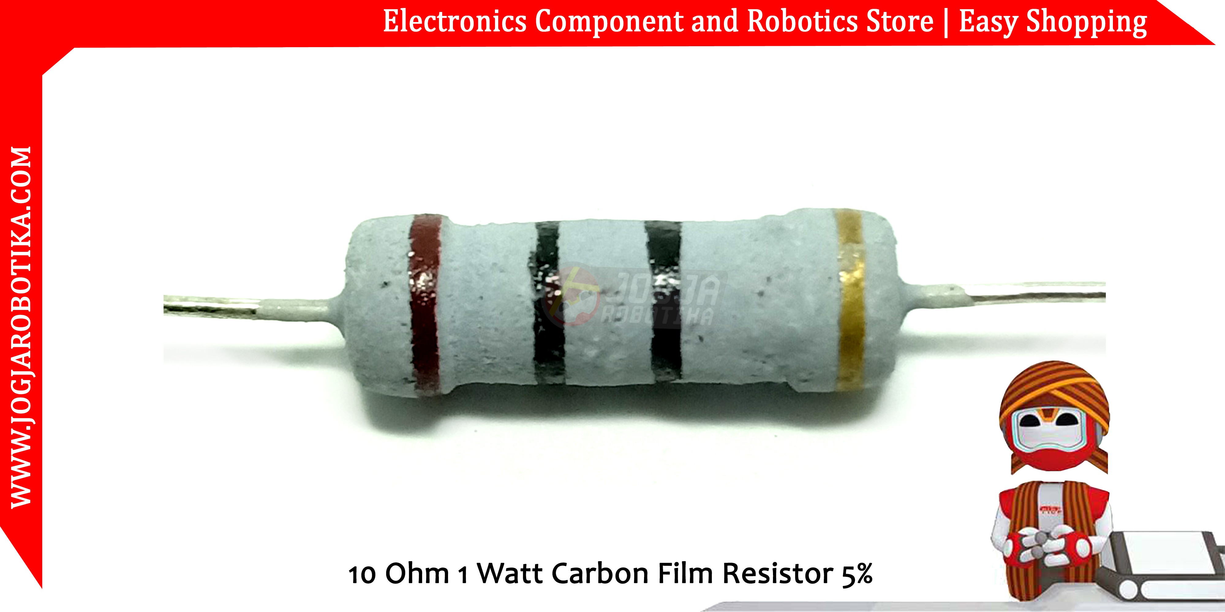 Jual 10 Ohm 1 Watt Carbon Film Resistor