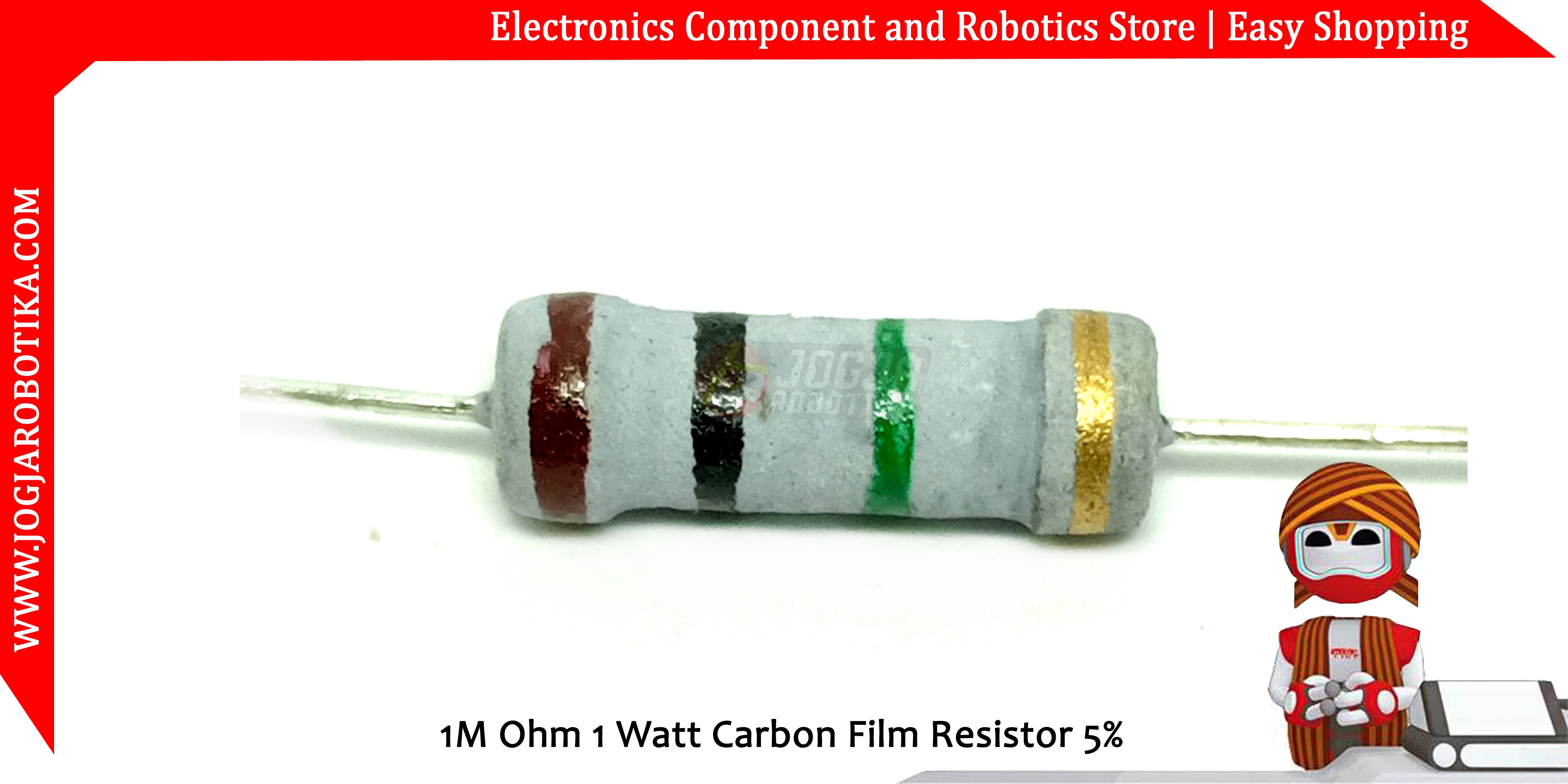 Jual 1M Ohm 1 Watt Carbon Film Resistor