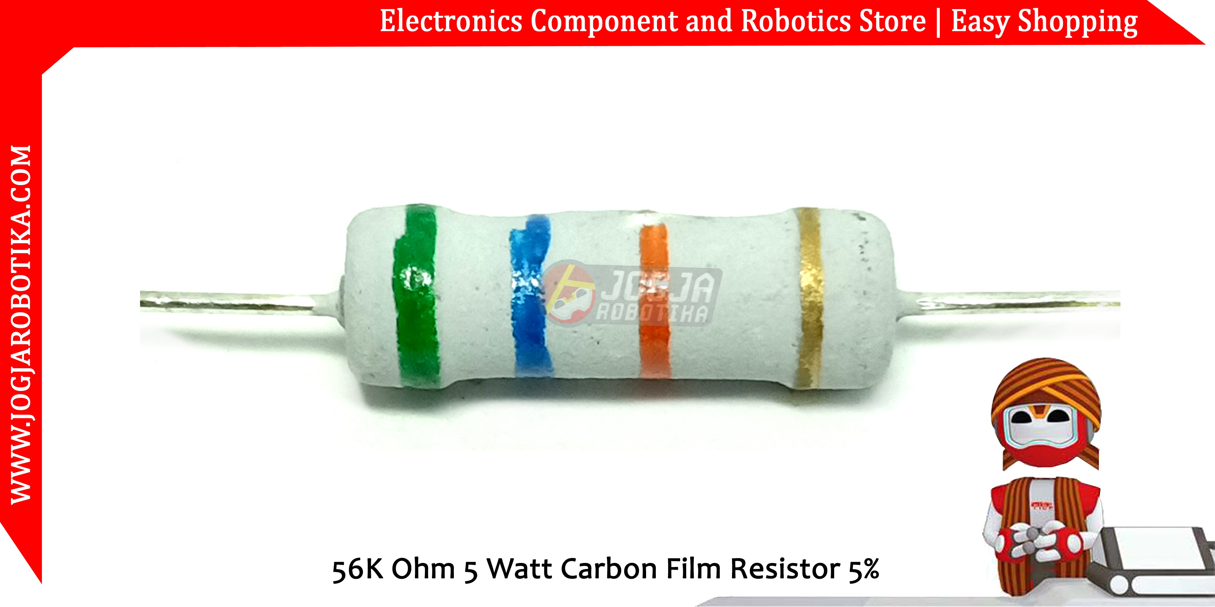 Jual 56K Ohm 5 Watt Carbon Film Resistor