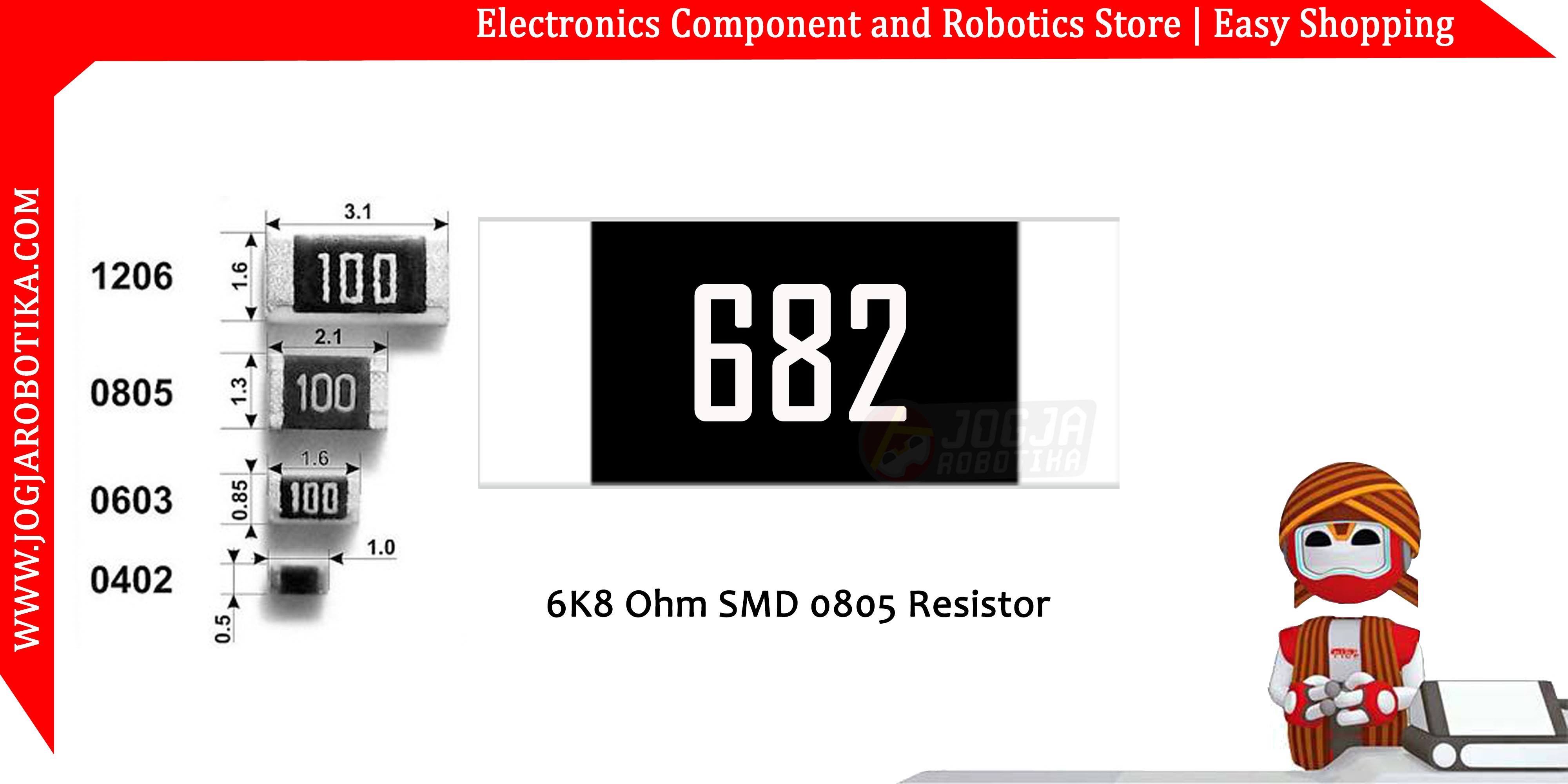 Jual 6K8 Ohm SMD0805 Resistor