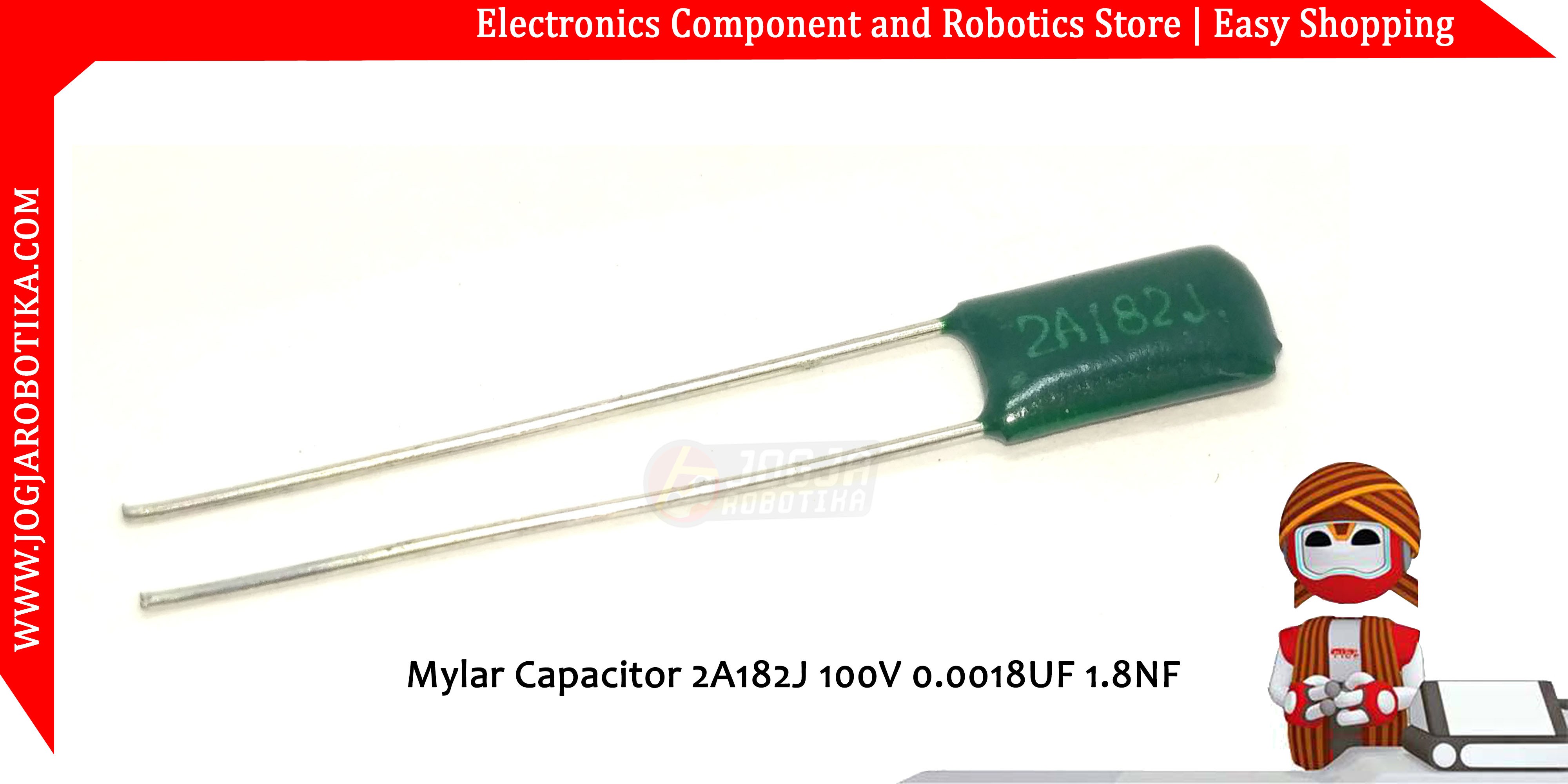 Jual Mylar Capacitor 2A182J 100V 0.0018UF 1.8NF