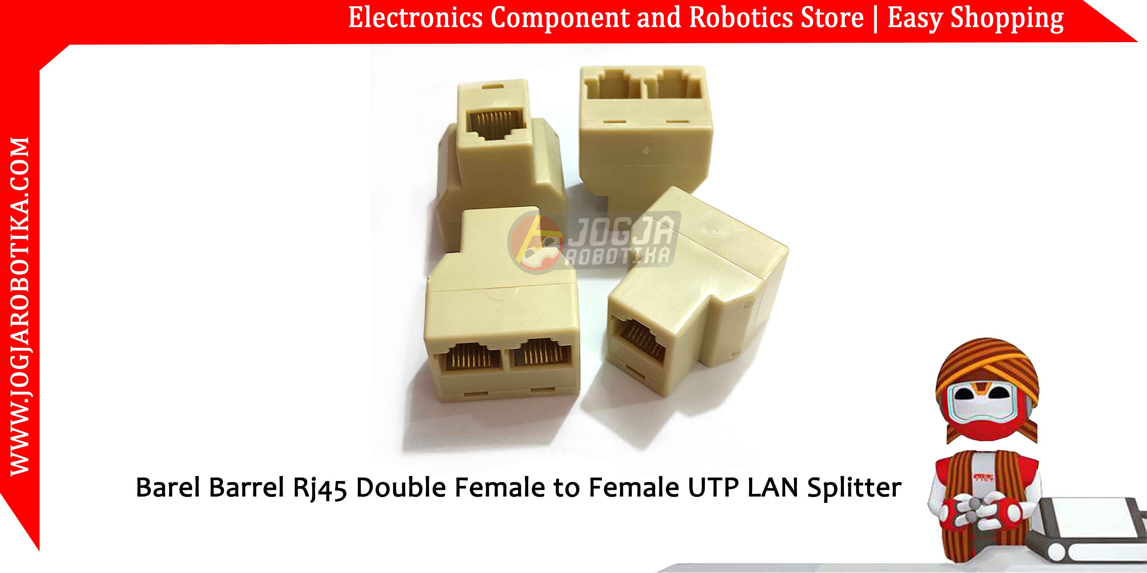 Jual Barel Barrel Rj45 Double Female to Female UTP LAN Splitter