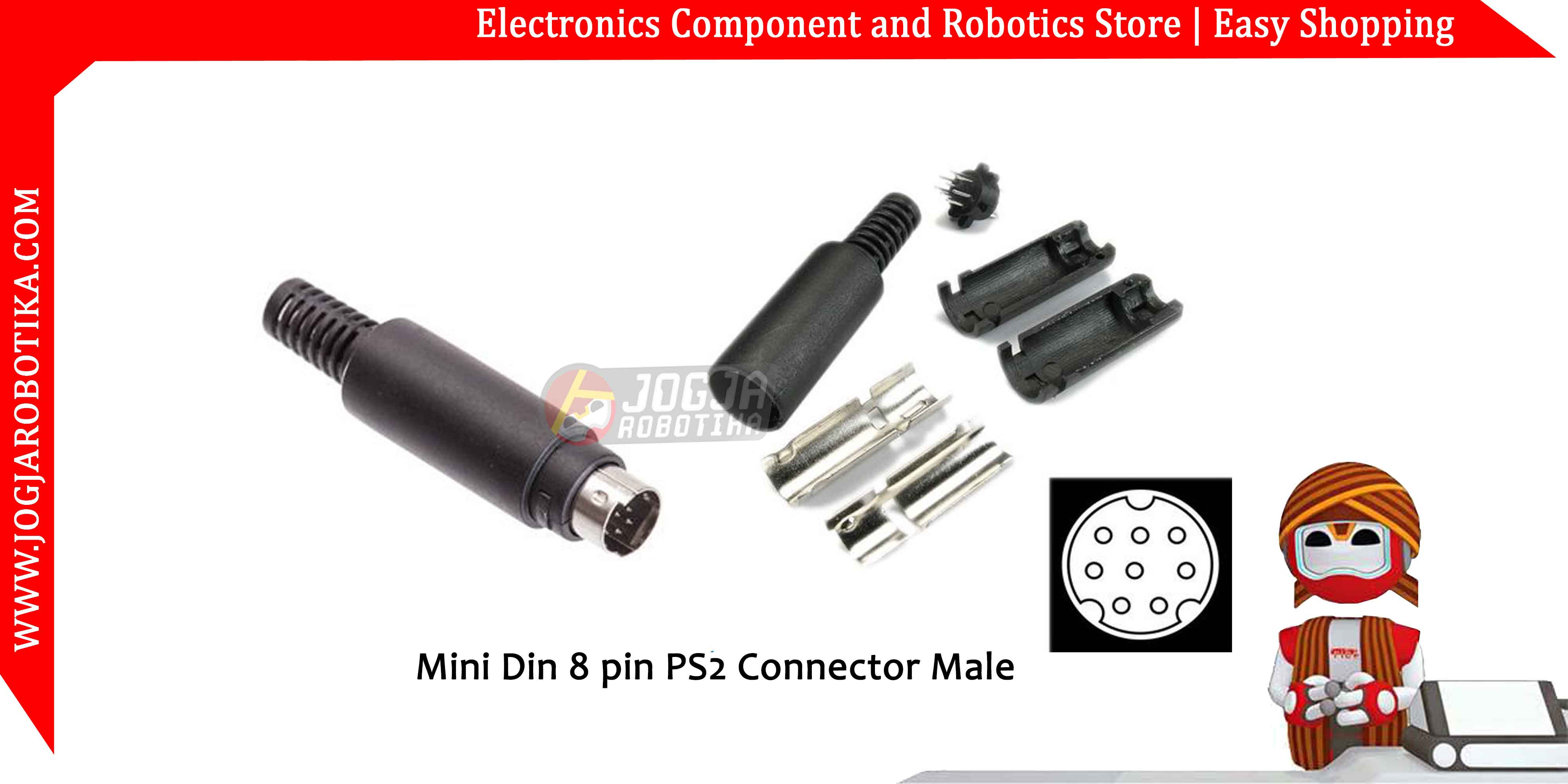 jual Mini Din 8 pin PS2 Connector Male