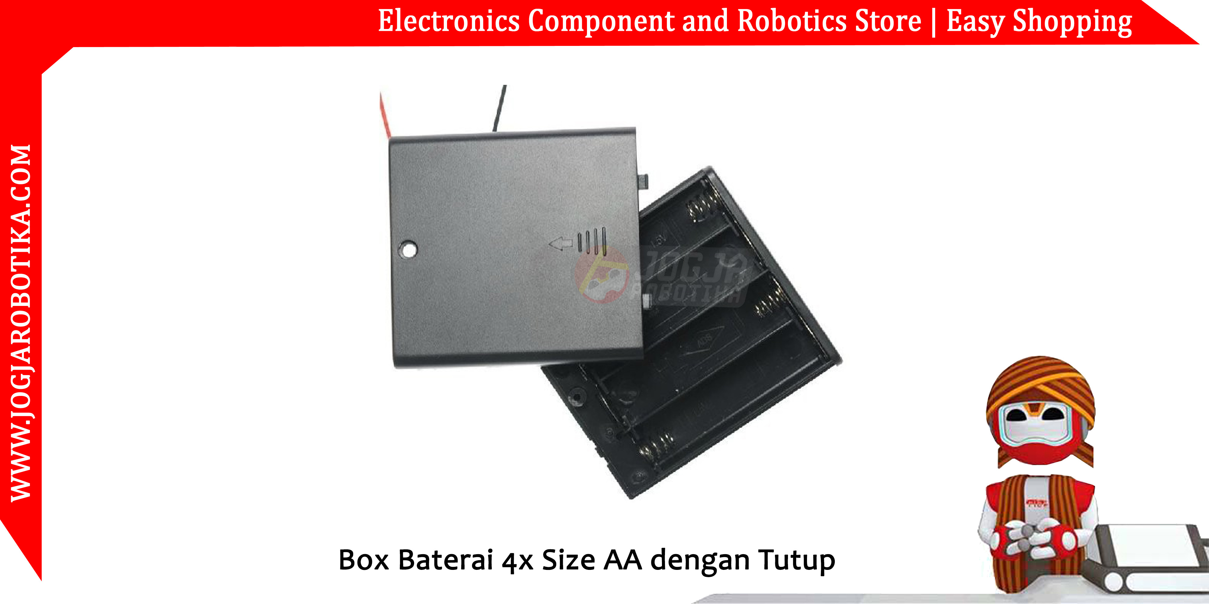Jual Box Baterai 4x Size AA dengan Tutup