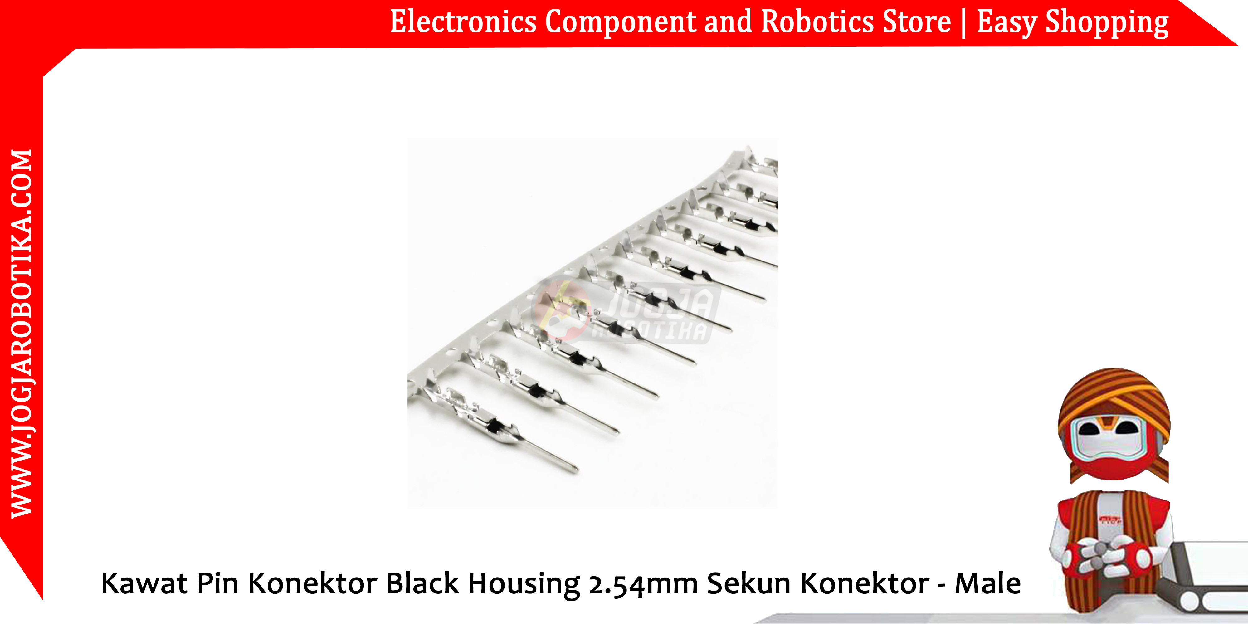 Kawat Pin Konektor Black Housing 2.54mm Sekun Konektor - Male