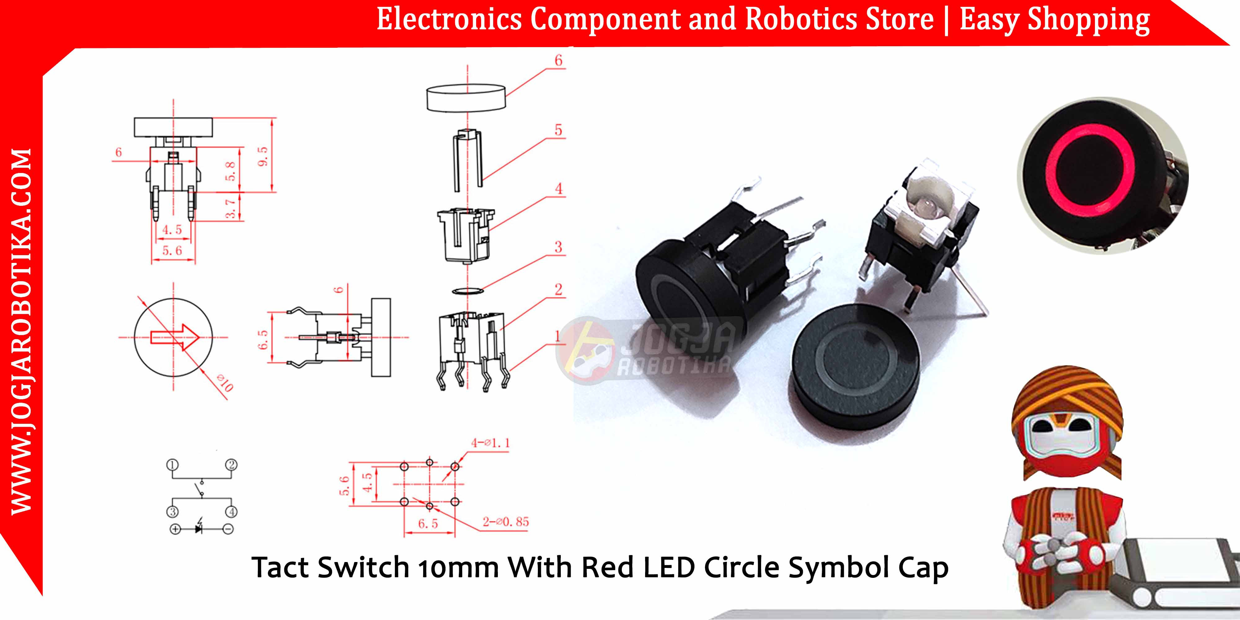 Tact Switch 10mm With LED